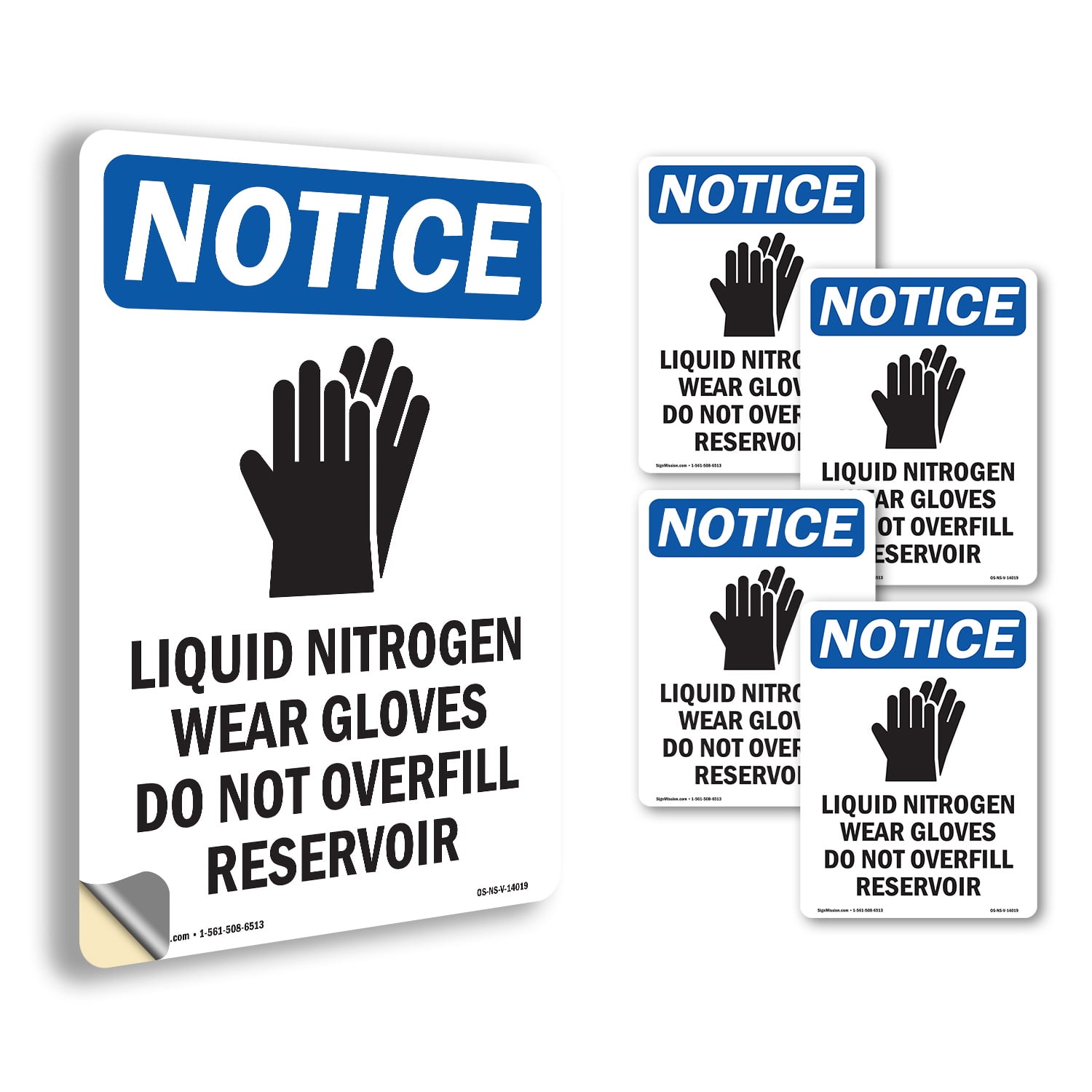 Liquid Nitrogen Wear With Symbol OSHA Notice Vinyl Decal Label 7 Inch x ...