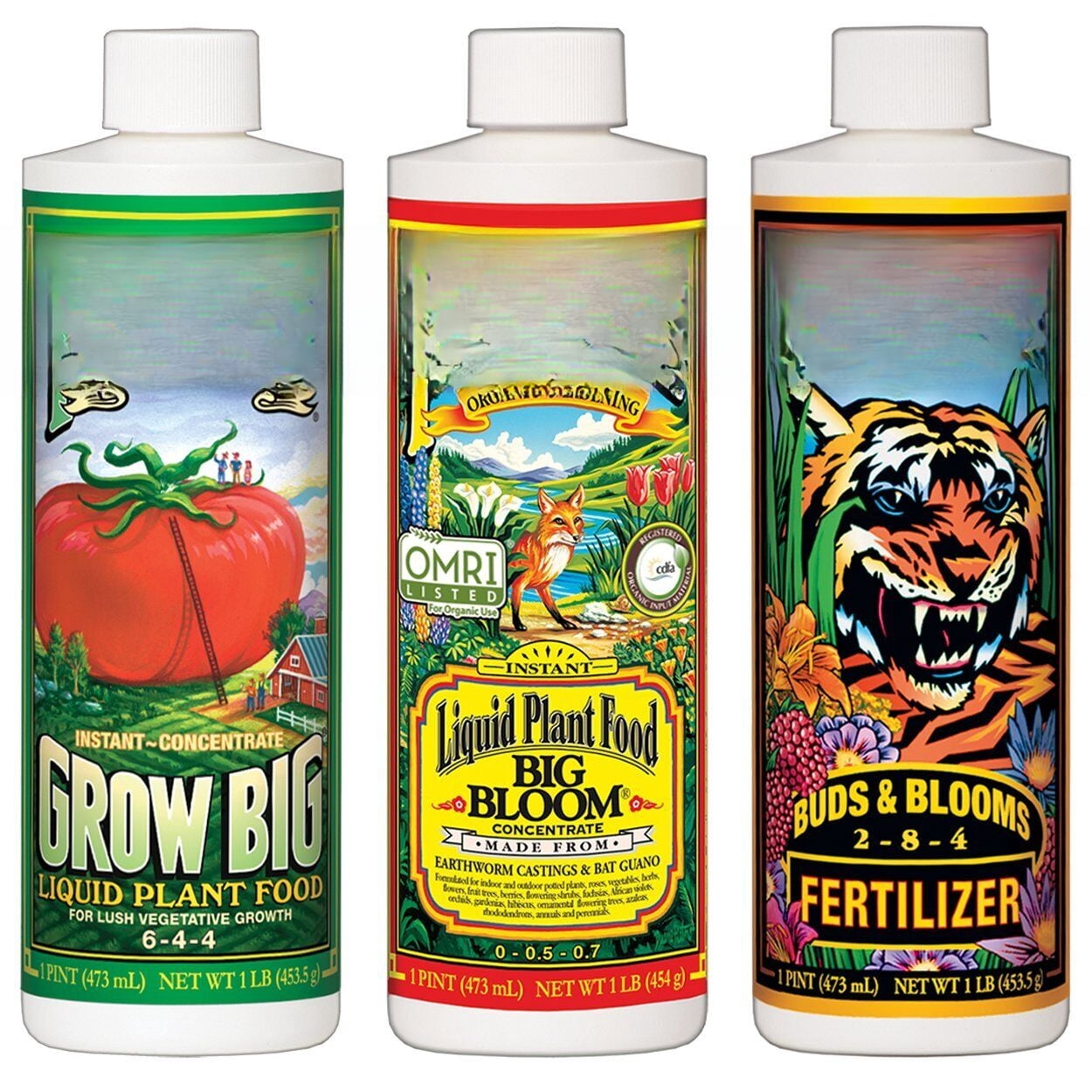 Liquid Nutrient Soil Trio: Big Bloom, Grow Big, Tiger Bloom - 16oz ...