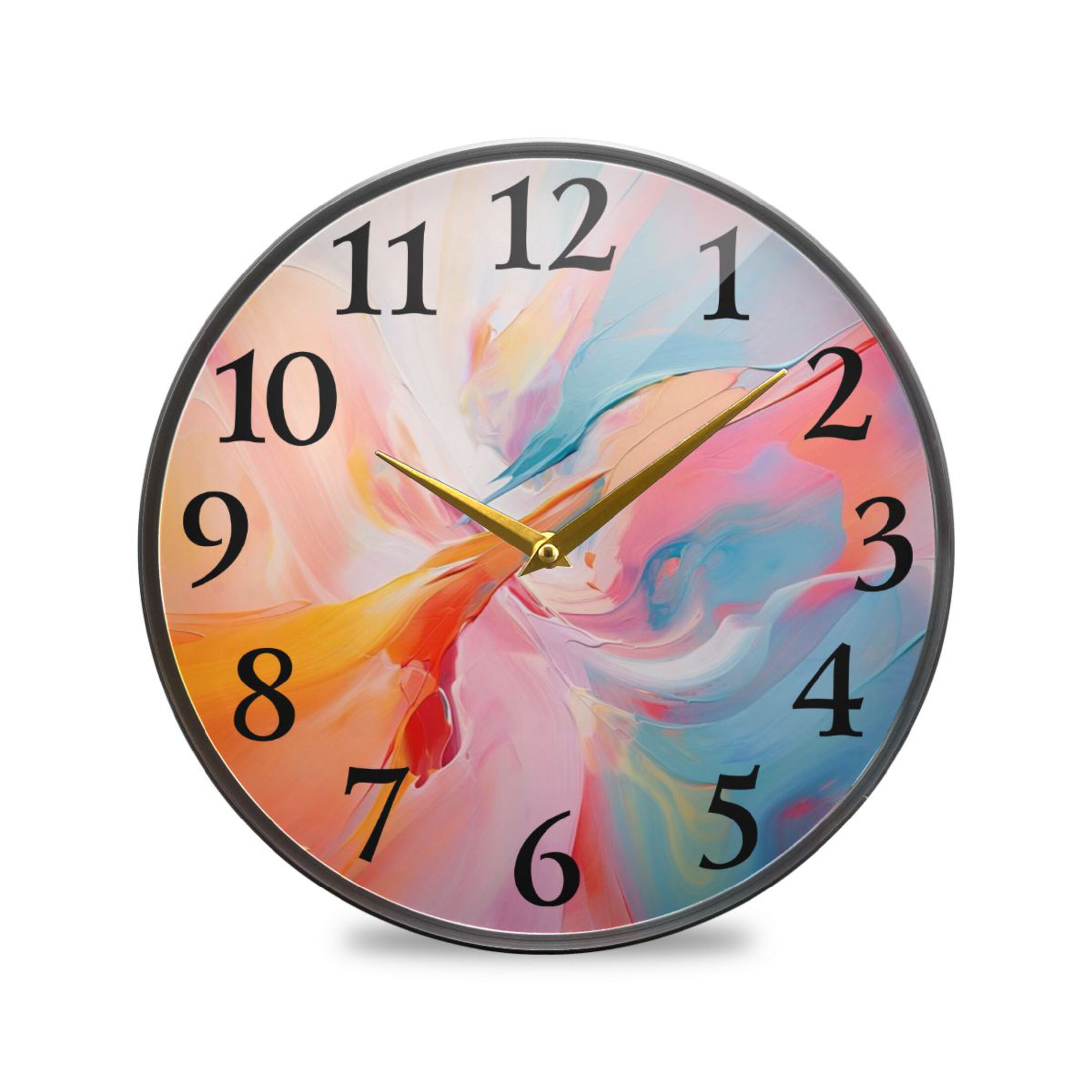 Liquid Orange Pink Wall Clocks Battery Operated 11.9 Inch Round Clock ...