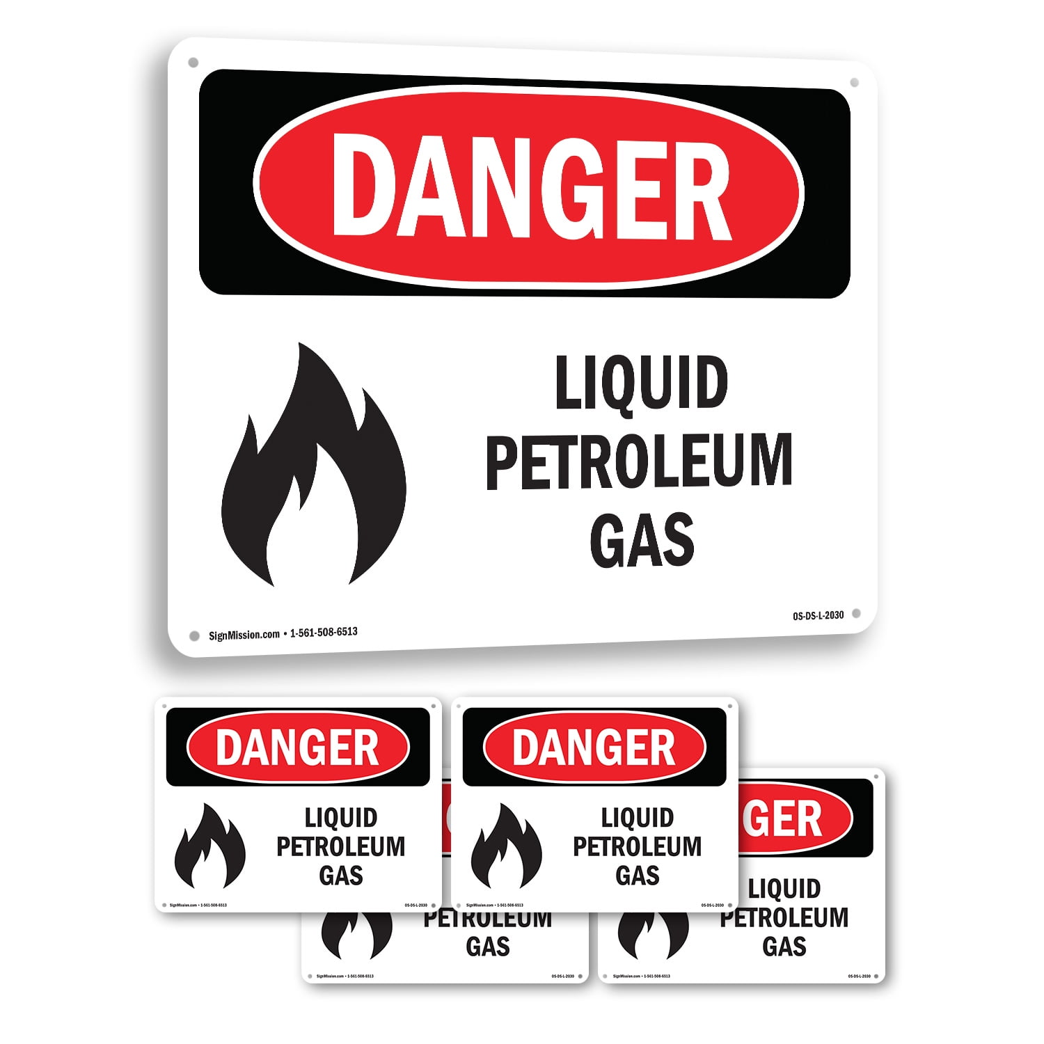 Liquid Petroleum Gas OSHA Danger Rigid Plastic Sign 24 Inch x 18 Inch ...