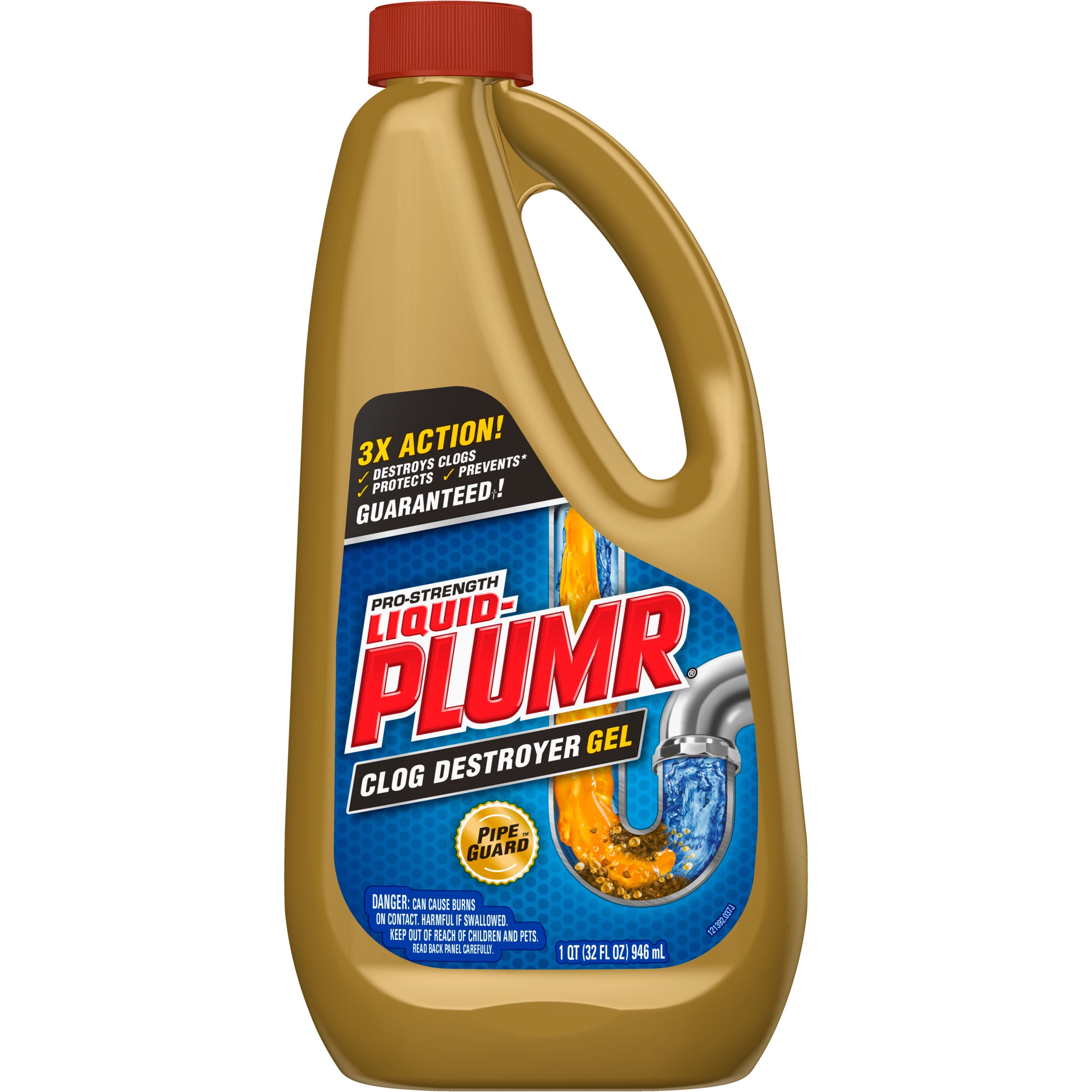 Liquid-Plumr Pro-Strength Drain Clog Remover Gel w/Pipe Gaurd, 32 fl oz ...