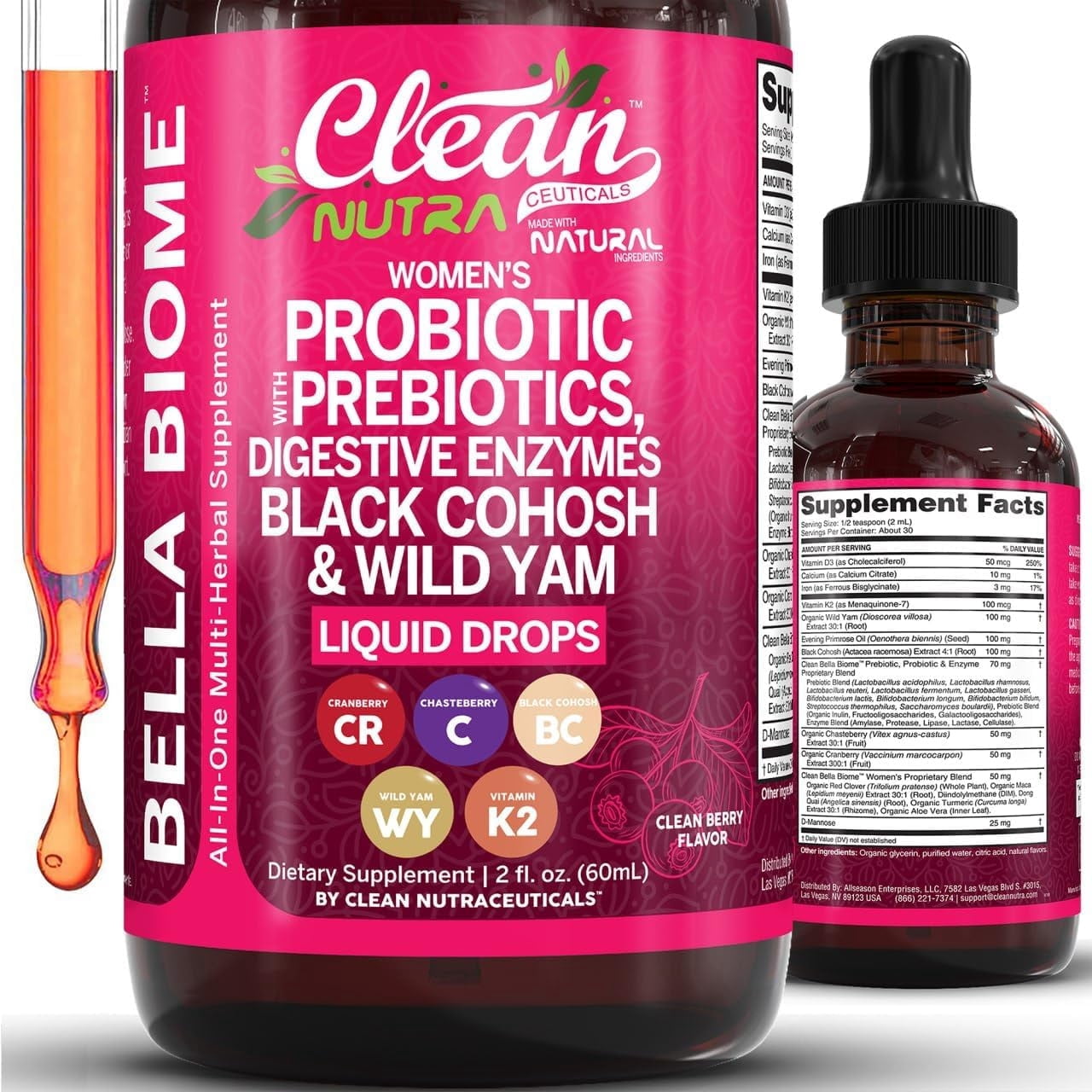 Liquid Probiotics for Women Drops with Chasteberry, Black Cohosh ...