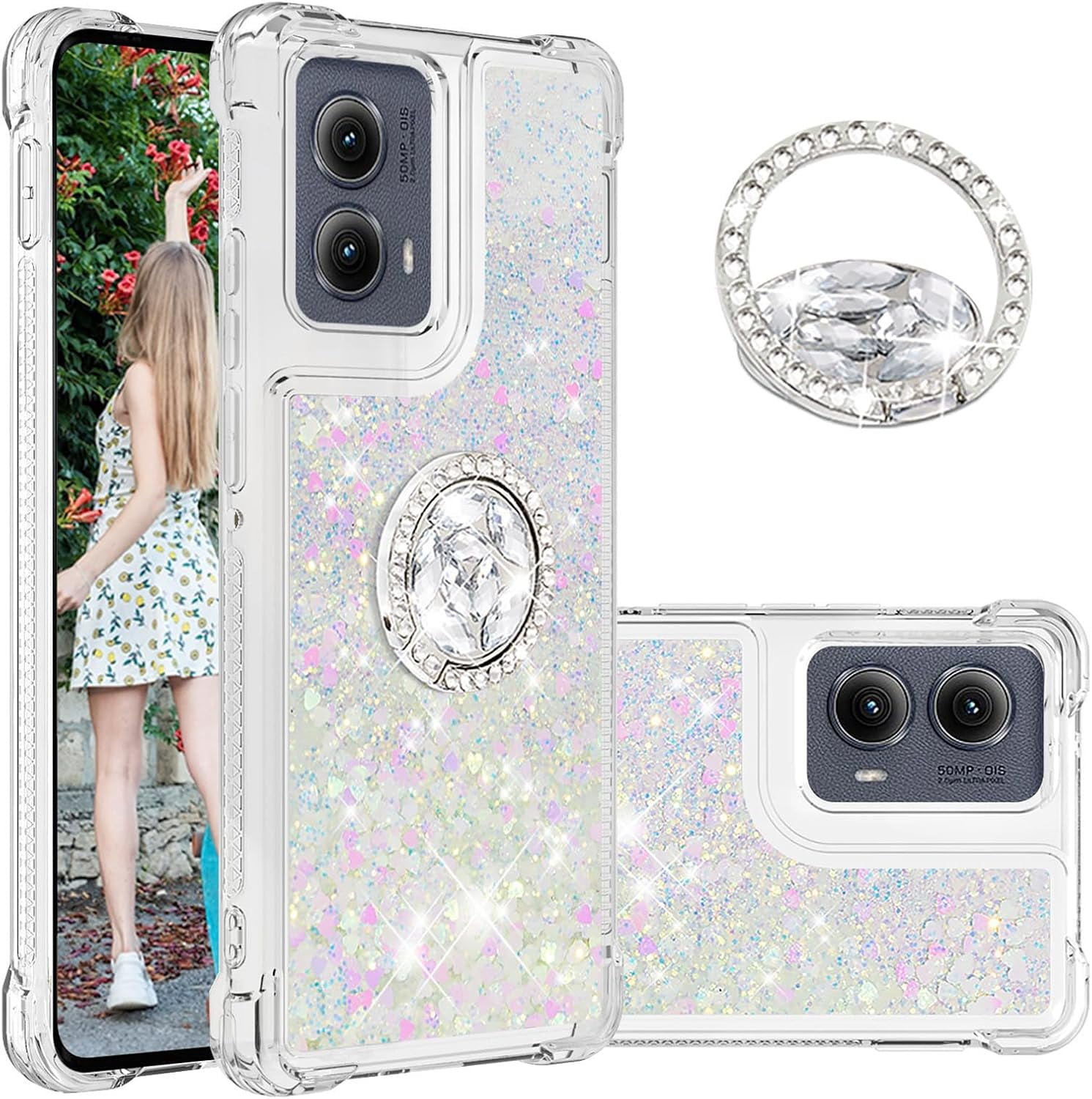 Liquid Quicksand Case for Motorola Edge (2024) with Diamond Kickstand ...