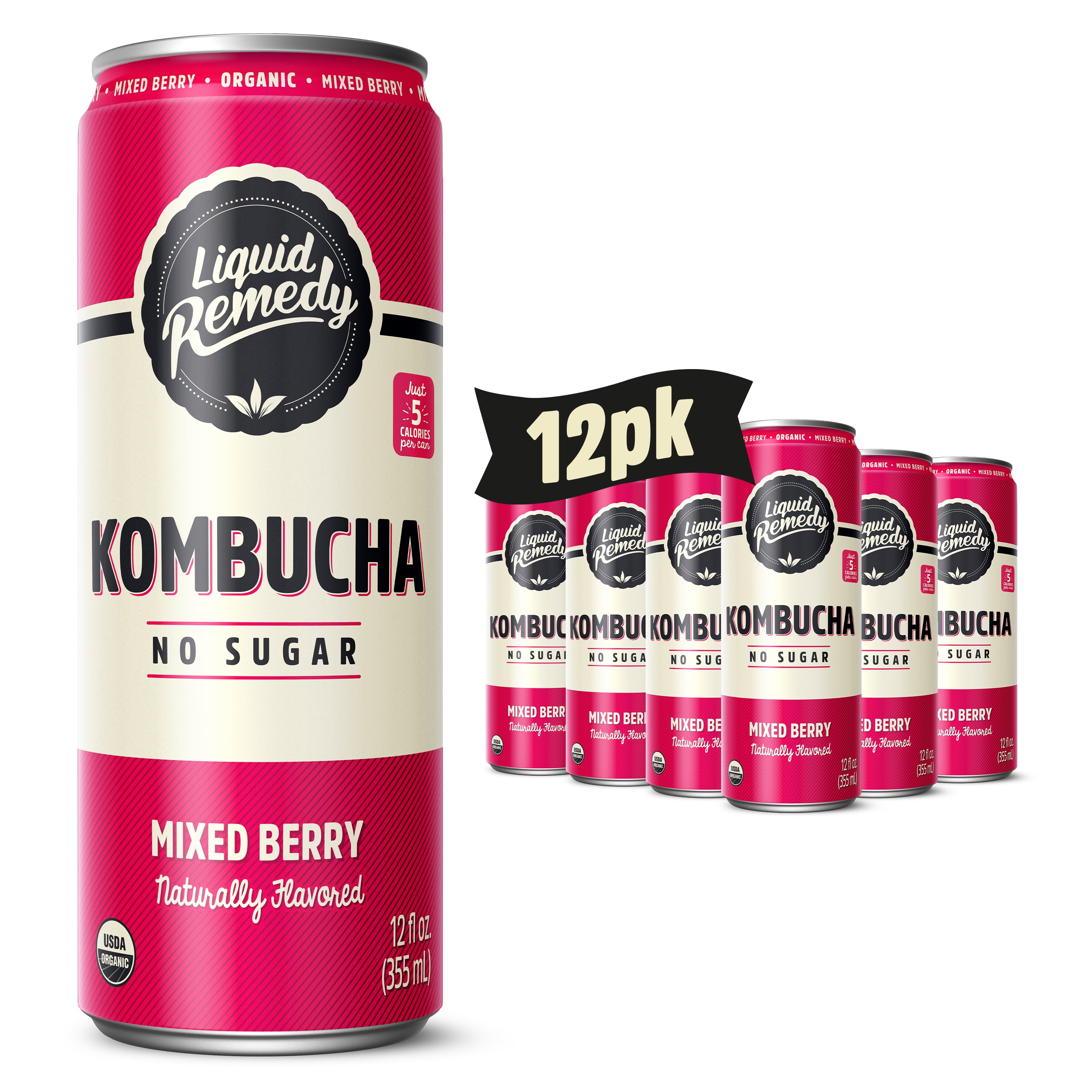 Liquid Remedy Kombucha Mixed Berry Low Calorie Sugar Free, 12 Pk, 12 oz ...