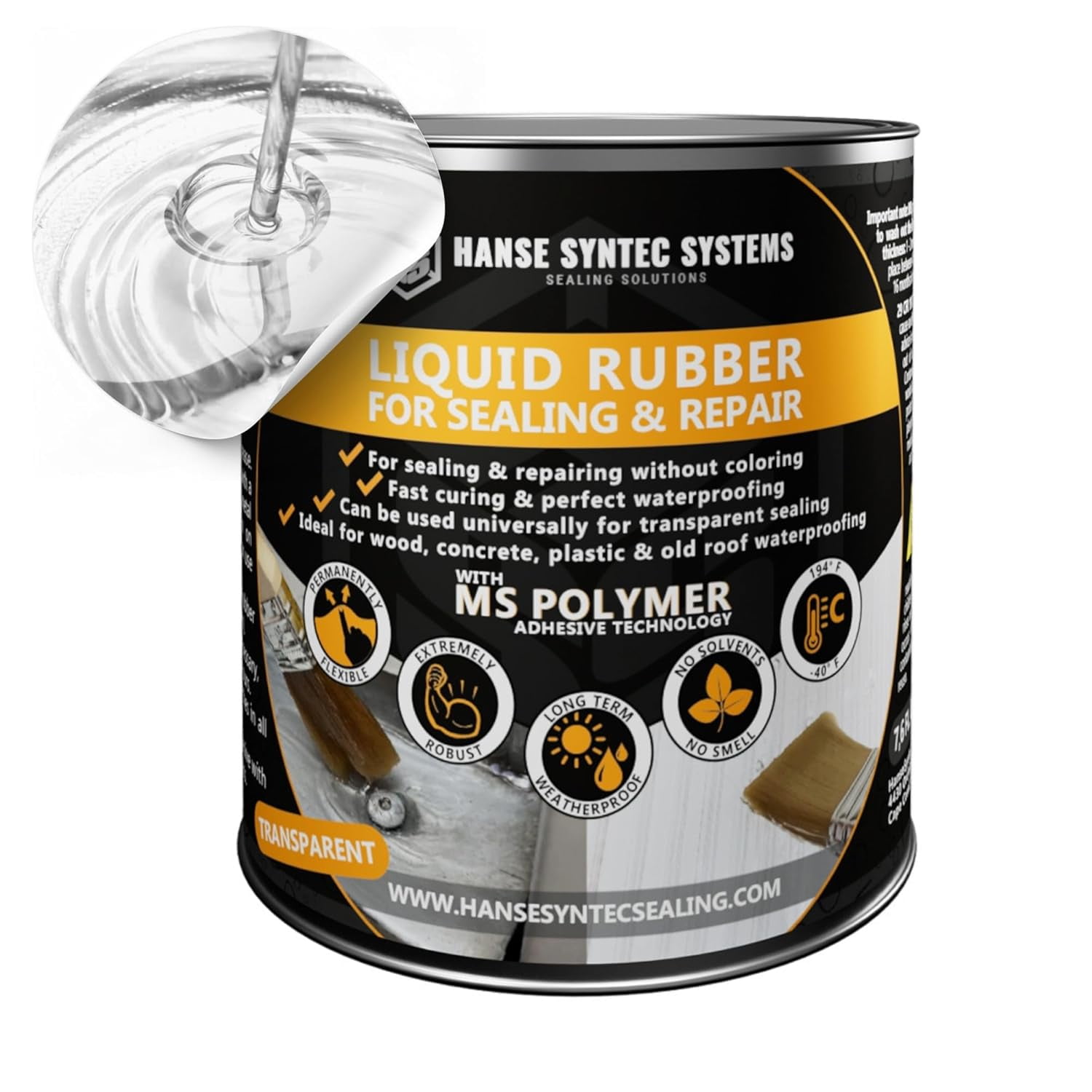 Liquid Rubber Coating Sealant (Transparent, 7.7 OZ - 7.5 sqft. / can ...