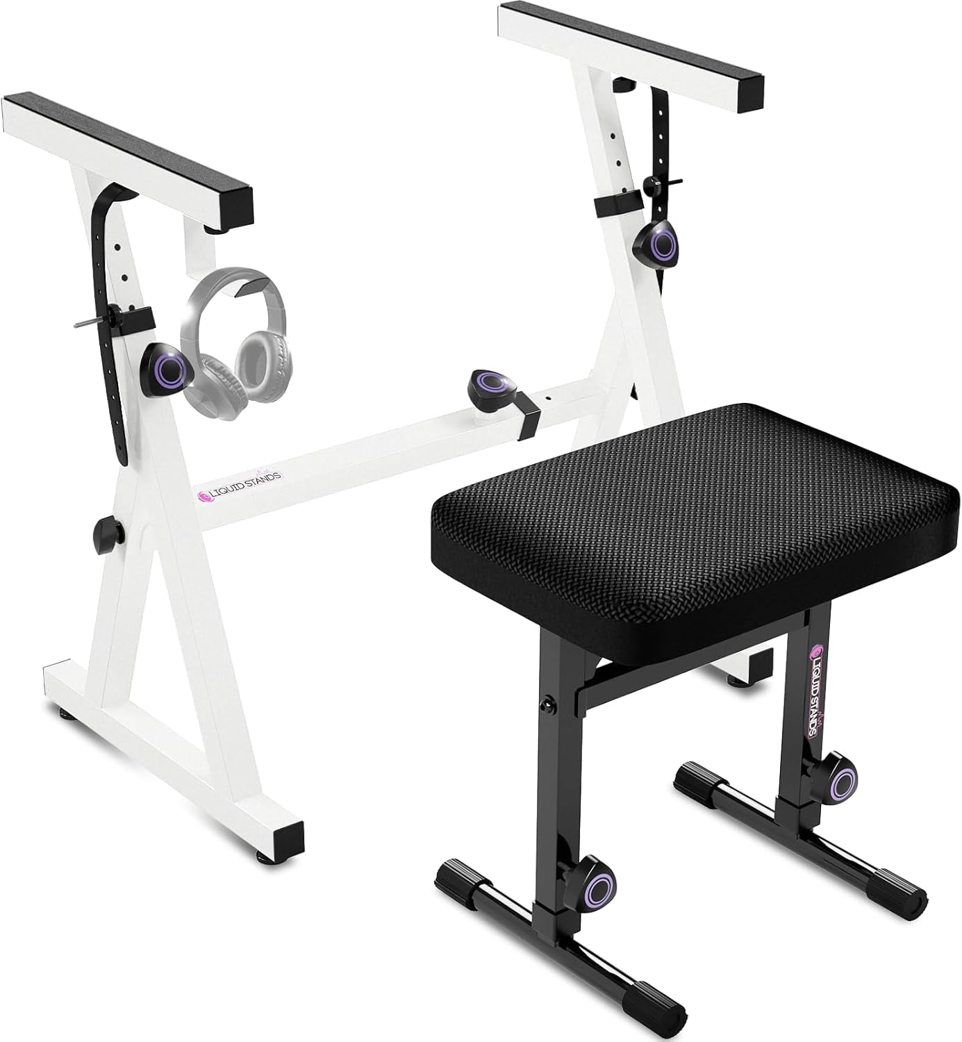 Liquid Stands Keyboard Stand and Bench Set - Portable Heavy Duty ...