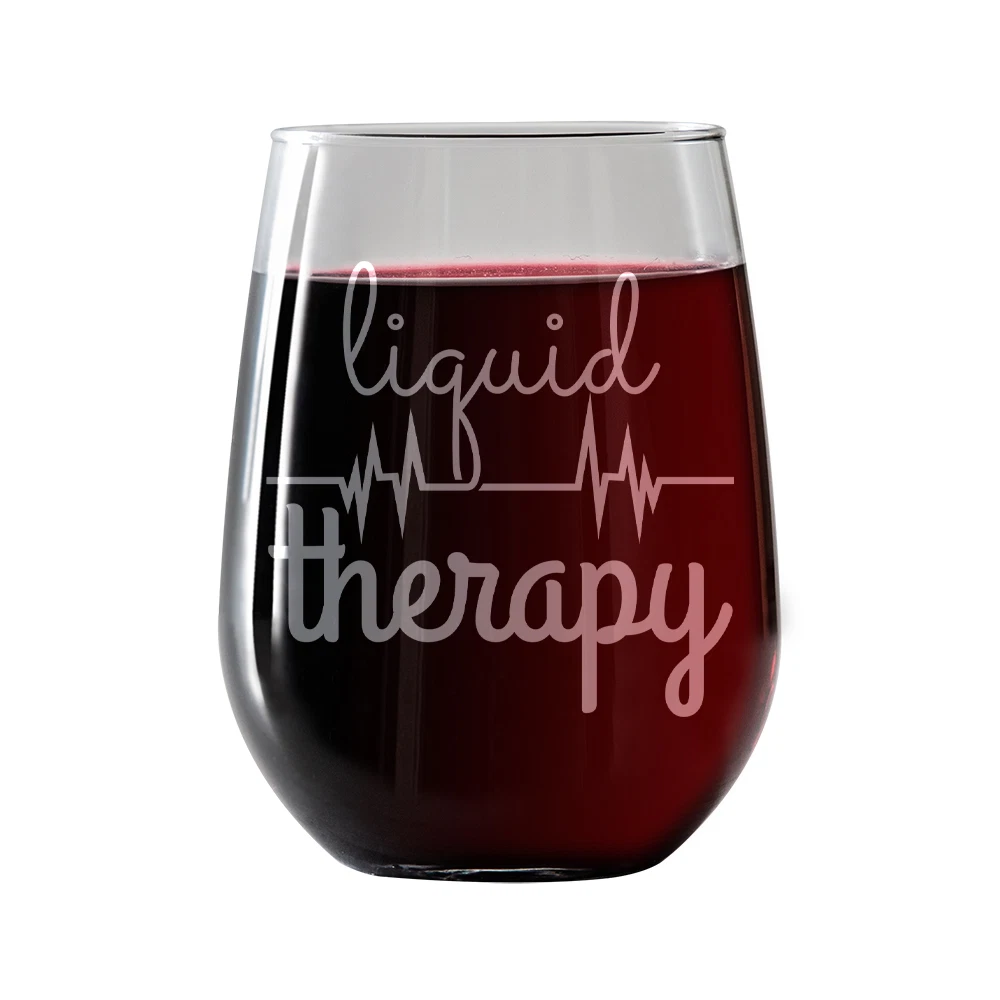 Liquid Therapy | Stemless Wine Glass 17Oz | Free Wine/Food Pairing Card ...