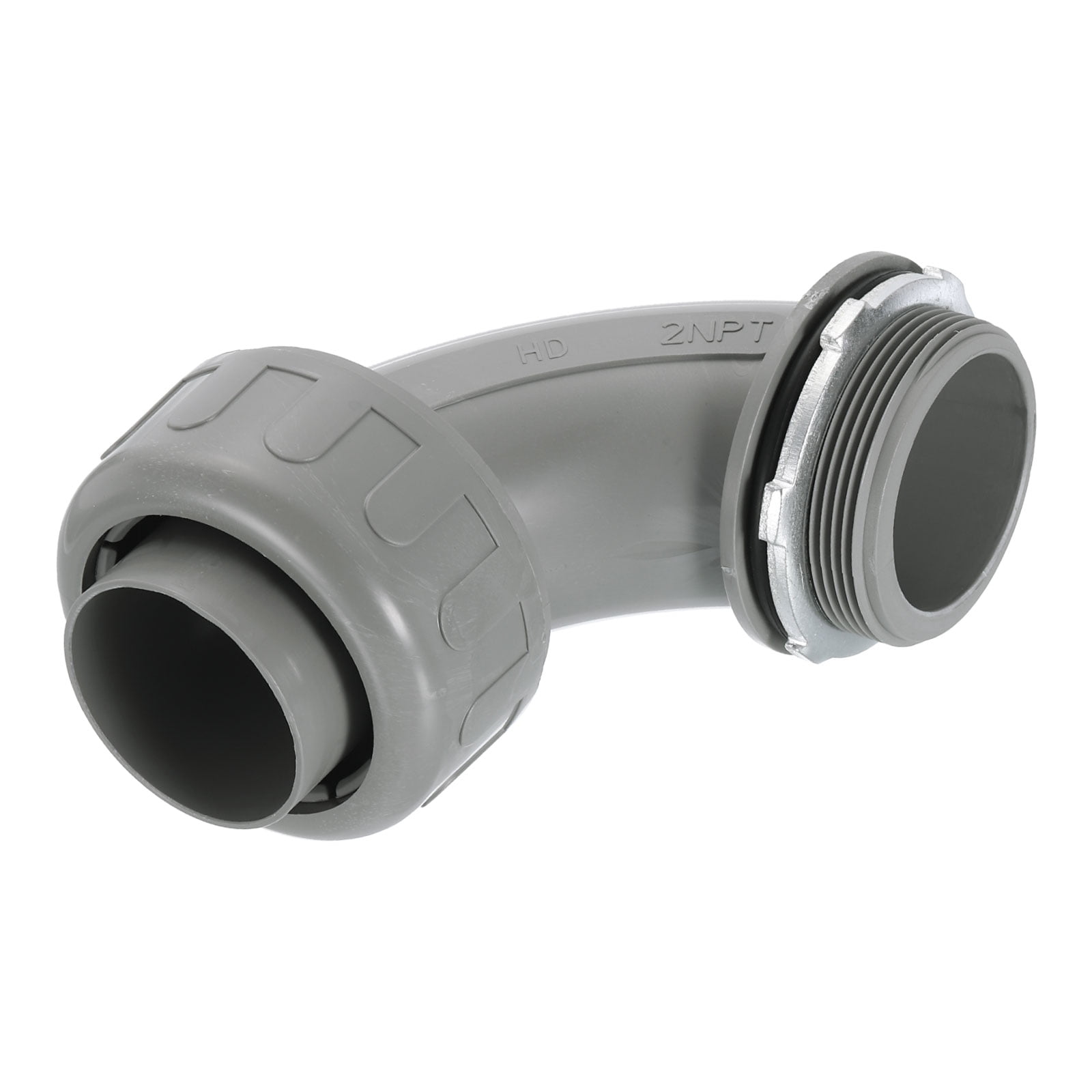 Liquid Tight Connector, 2" NPT Plastic 90 Degree Conduit Fitting, Gray ...