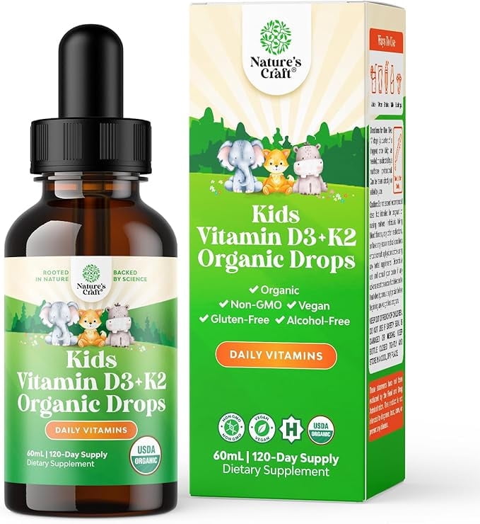 Natures Craft Liquid Vitamin D3 with K2 for Kids and Babies Vegan ...