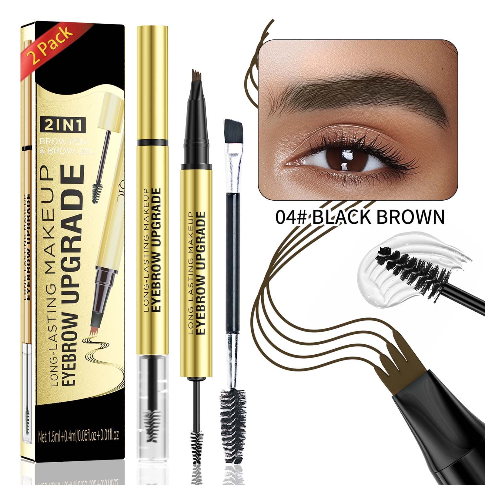 Liquidation, Eyebrow Pencil, 2-in-1 Design, Fork + Brush Tips, Natural ...