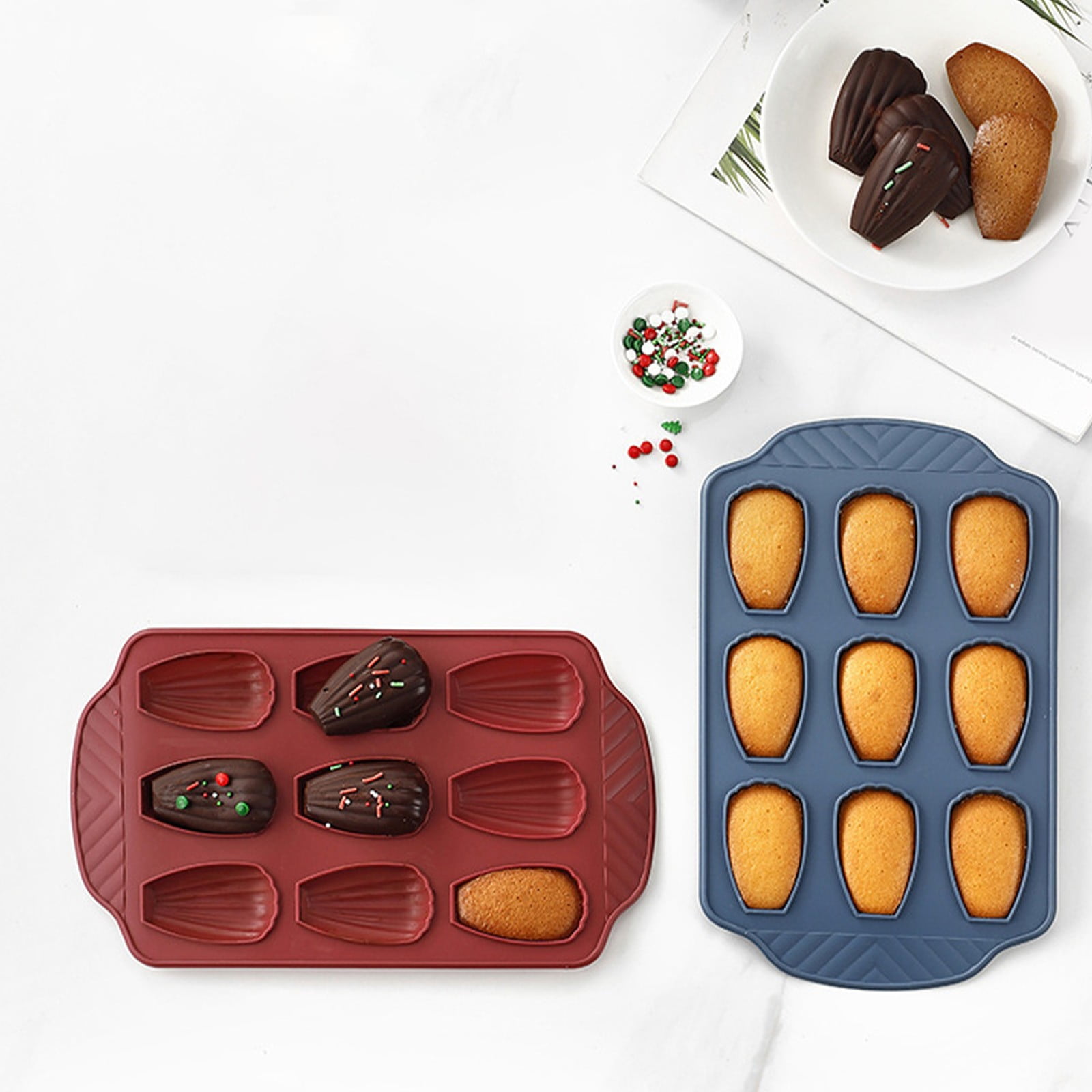 Liquidation & Promo, Chocolate Cake Biscuit Moulds Set 9 Cakes Non Stick Tray High Temp Baking ...