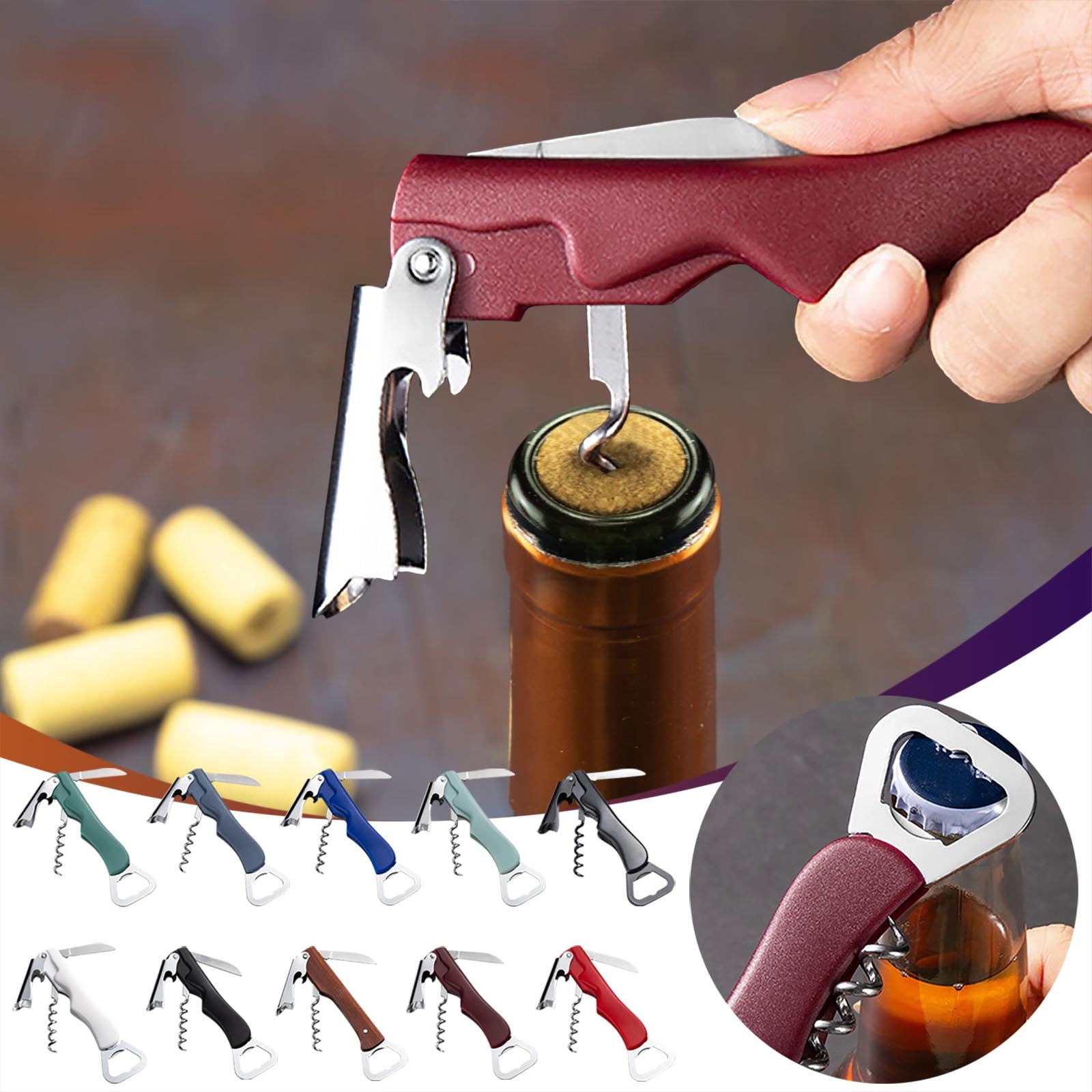 Liquidation & Promo, Corkscrew Opener Foil Cutter, Stainless Steel 3-in ...
