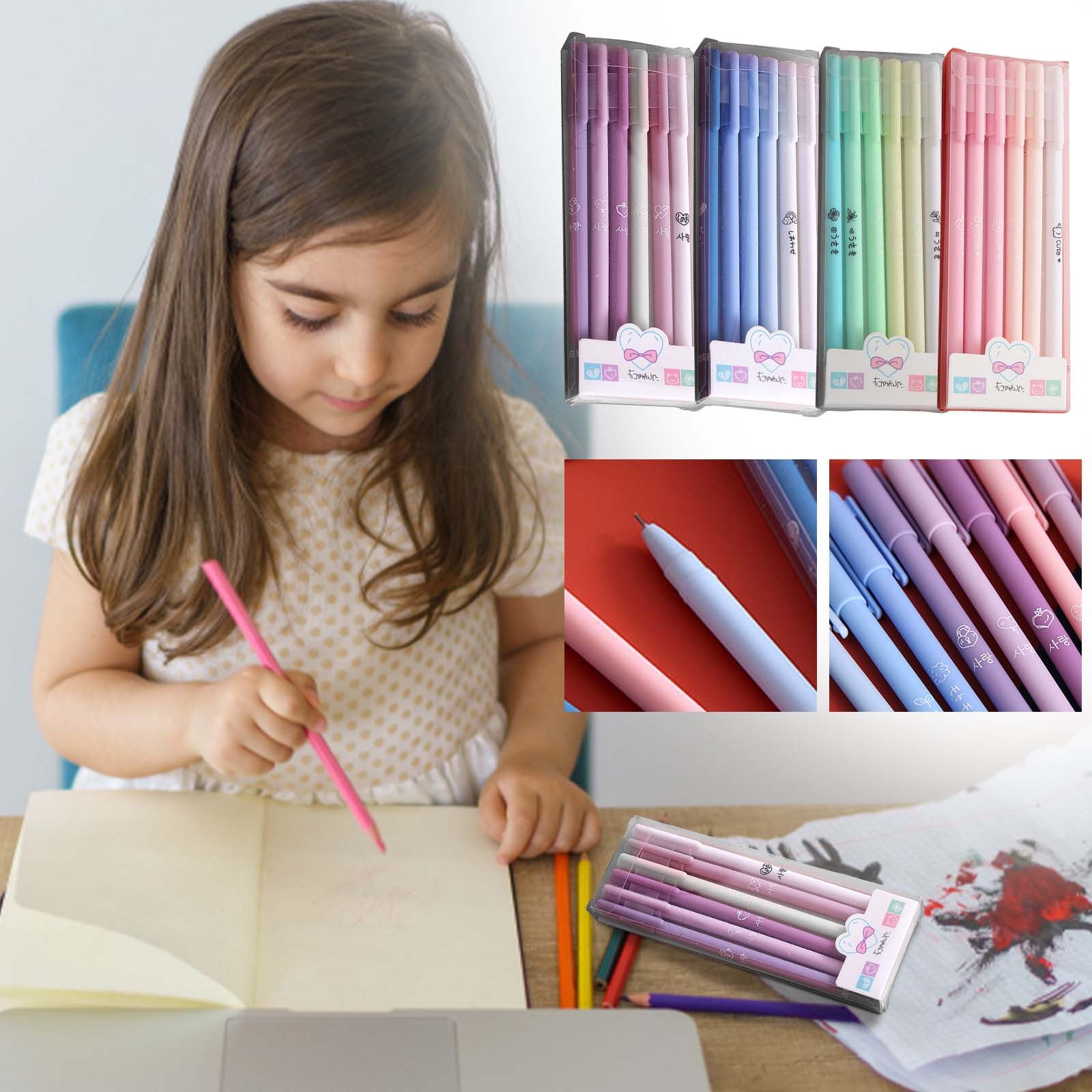 Liquidation & Promo, Gel Pen Set, 6 Black Pens, Carbon Ink, Exam Stationery, High-performance ...