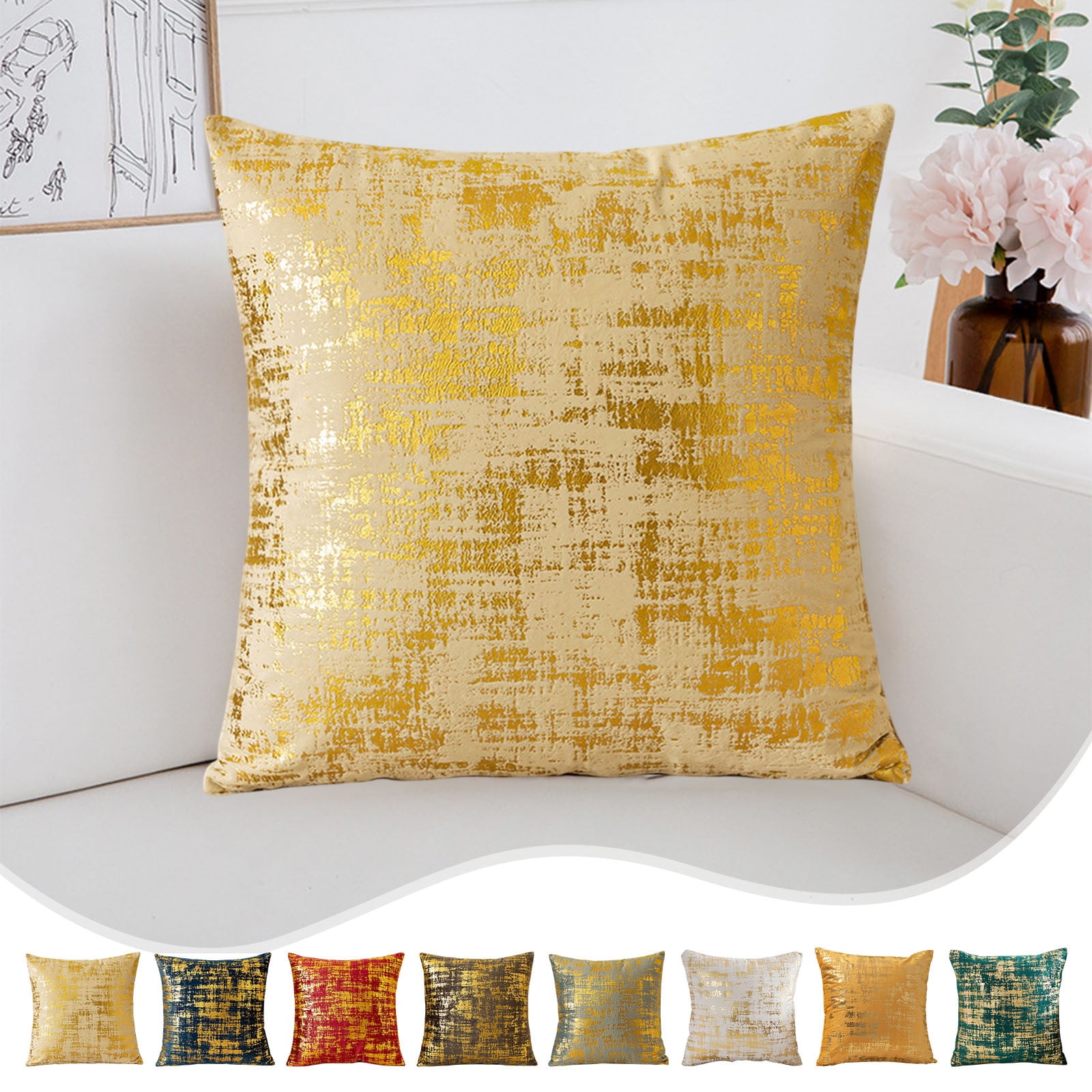 Liquidation & Promo, Modern Velvet Pillow Set, Gold Accent Sofa Cushion ...