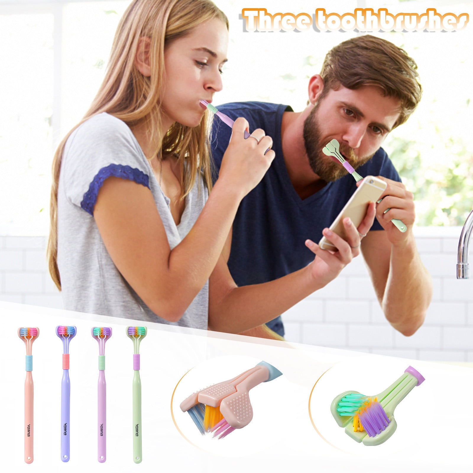 Liquidation & Promo, Soft Bristle Toothbrush, Three-Sided Design ...