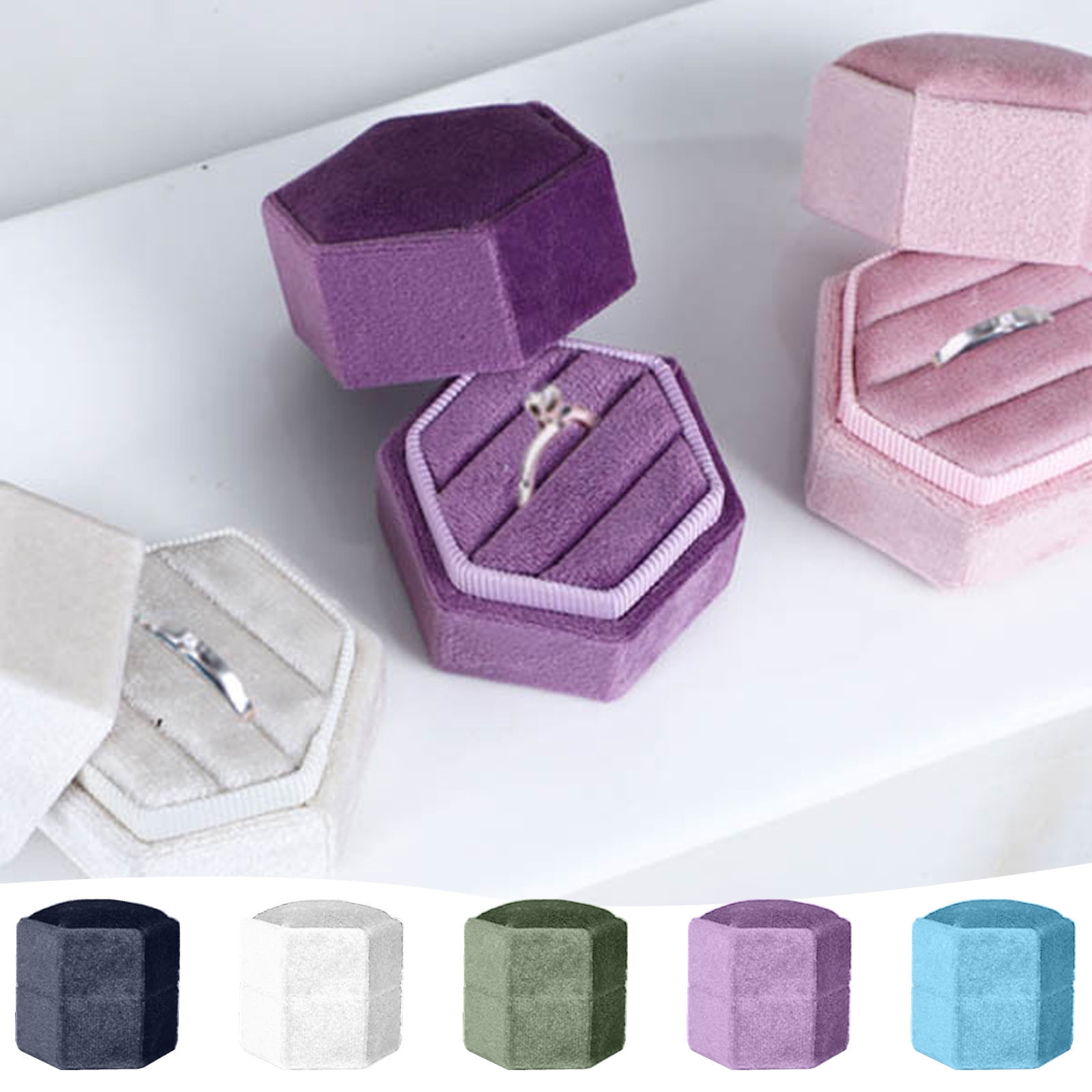 Liquidation & Promo, Velvet Hexagonal Jewelry Box, Ring Storage Box ...