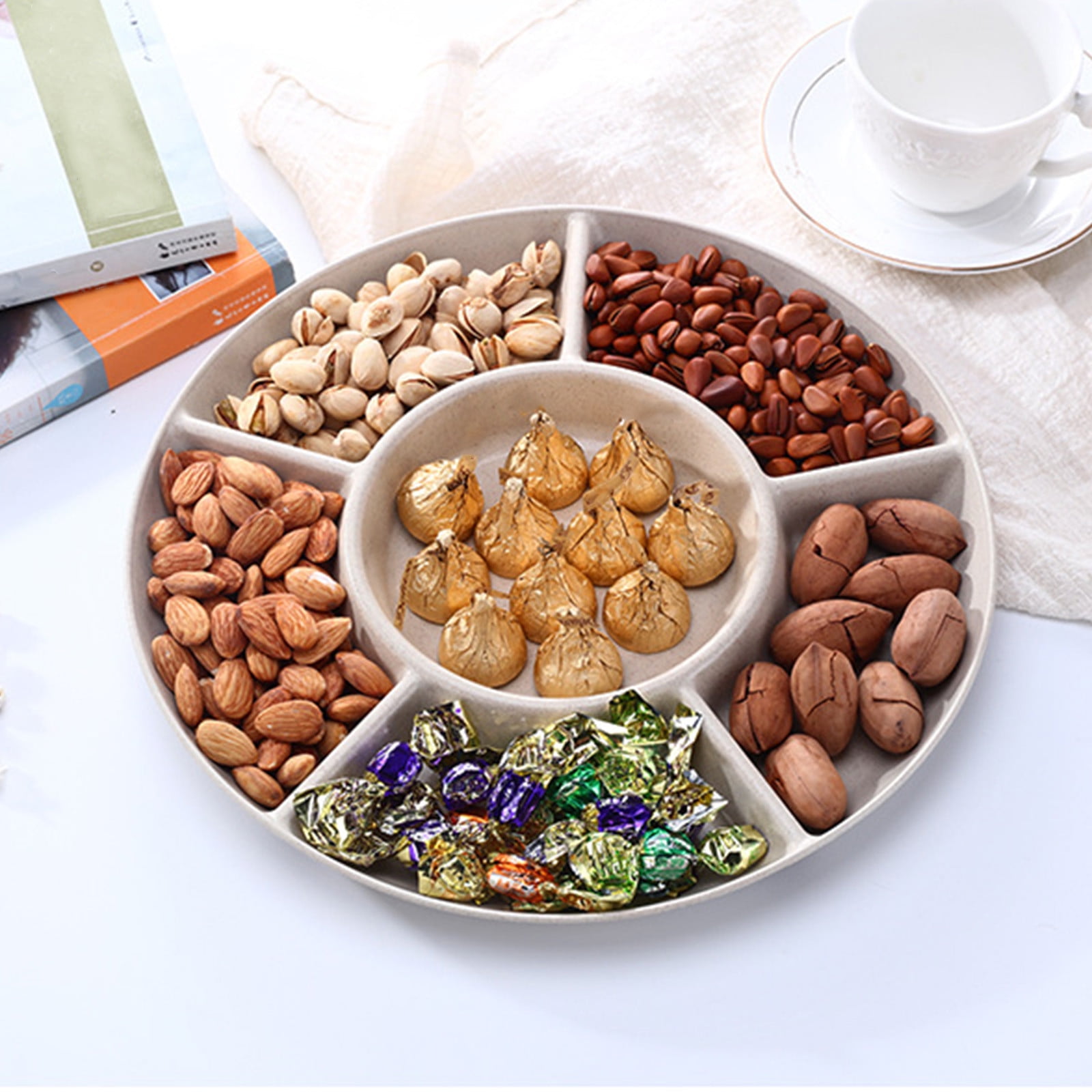 Liquidation, Round Snack Tray Dried Fruit Organizer, 4-compartment ...