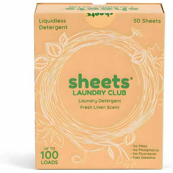 - Liquidless Laundry Detergent Sheets, 100 Loads - Fresh Linen Scent ...
