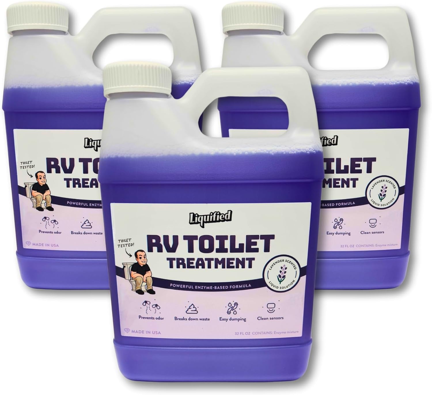 Liquified RV Toilet Treatment - Lavender, 32oz Standard Pour Bottles (3 ...