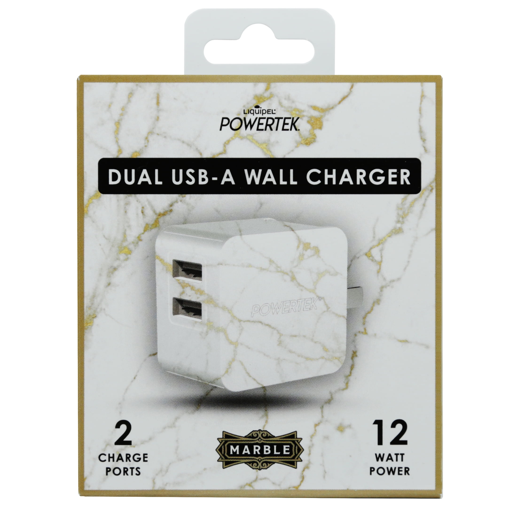 Liquipel Dual USB-A Wall Charger Marble - White/Gold - Walmart.com