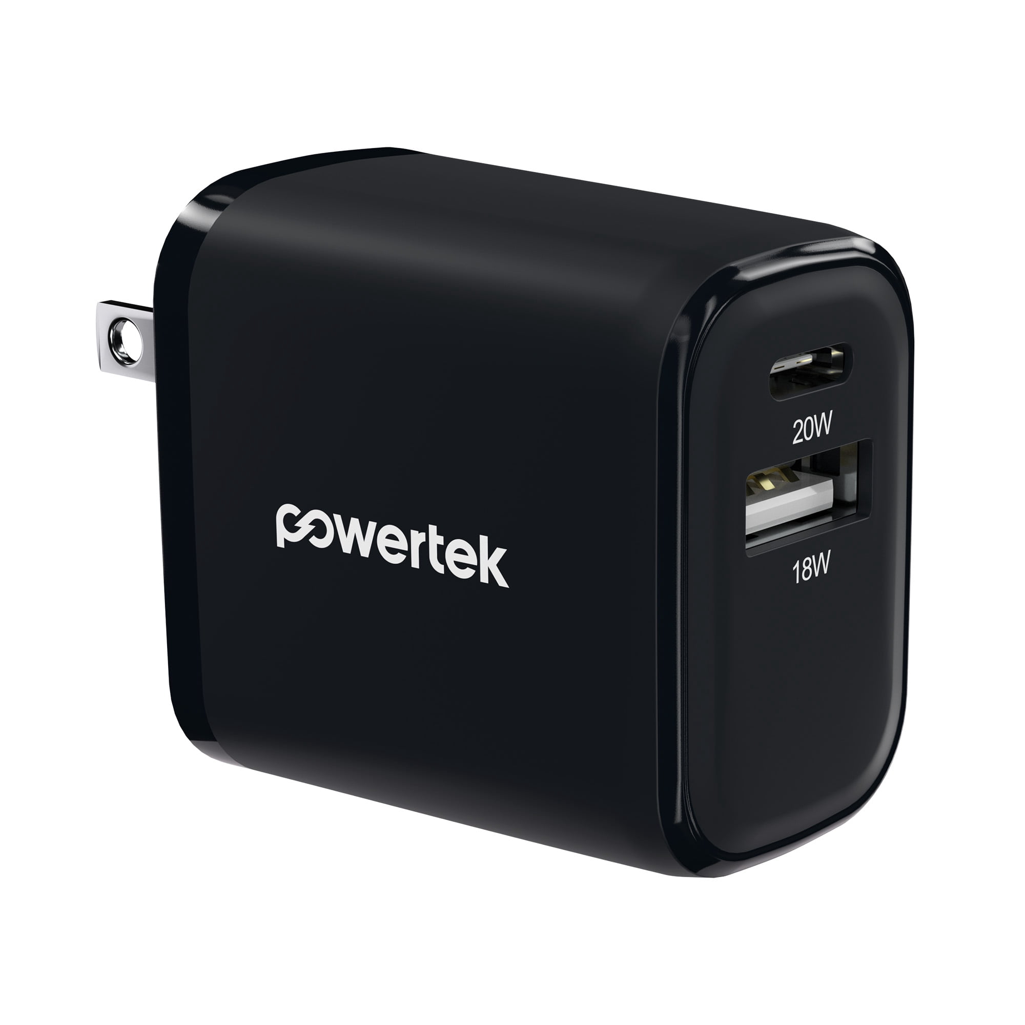 Powertek 20W USB-C PD + USB-A Dual Port Wall Charger, Black - Walmart.com