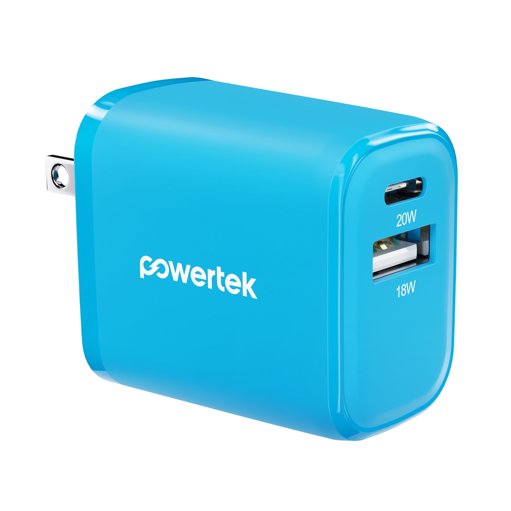 Powertek 20W USB-C PD + USB-A Dual Port Wall Charger, Blue - Walmart.com
