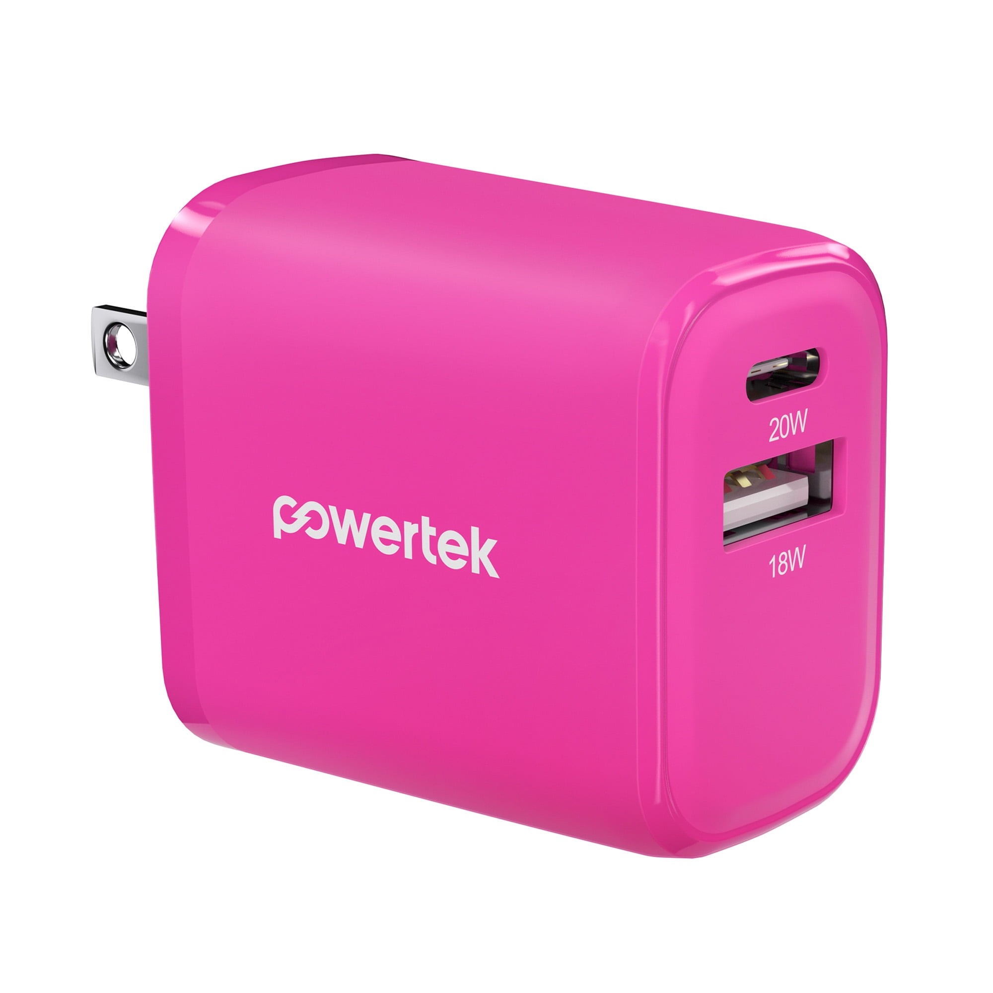 Powertek 20W USB-C PD + USB-A Dual Port Wall Charger, Pink - Walmart.com