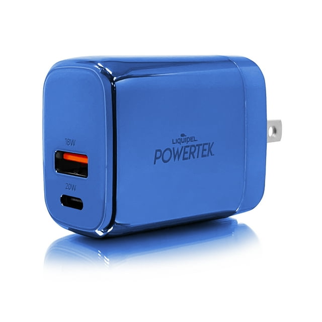 Liquipel Powertek 20W PD USBC and 18W USB A Dual Port Wall Block Charger, Type C Fast Charging ...