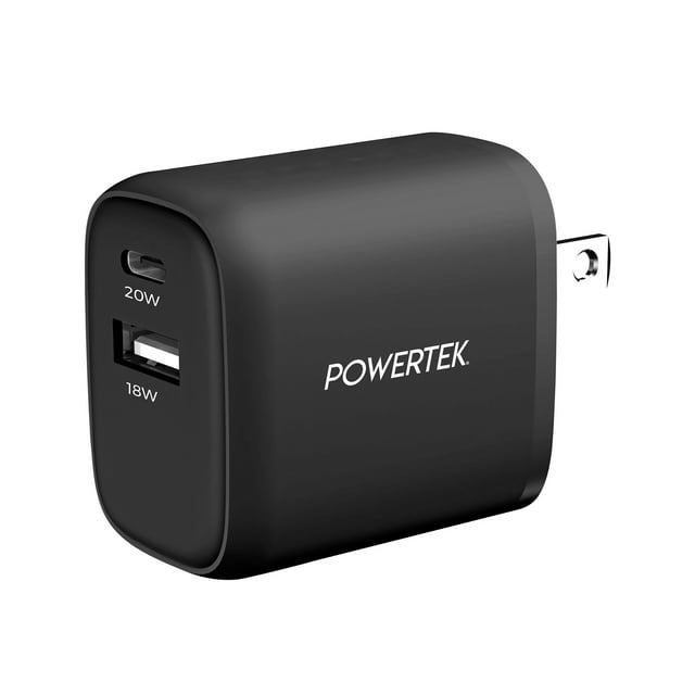 Liquipel Powertek 20W PD USBC and 18W USBA Dual Port Wall Block Charger, Type C Fast Charging ...