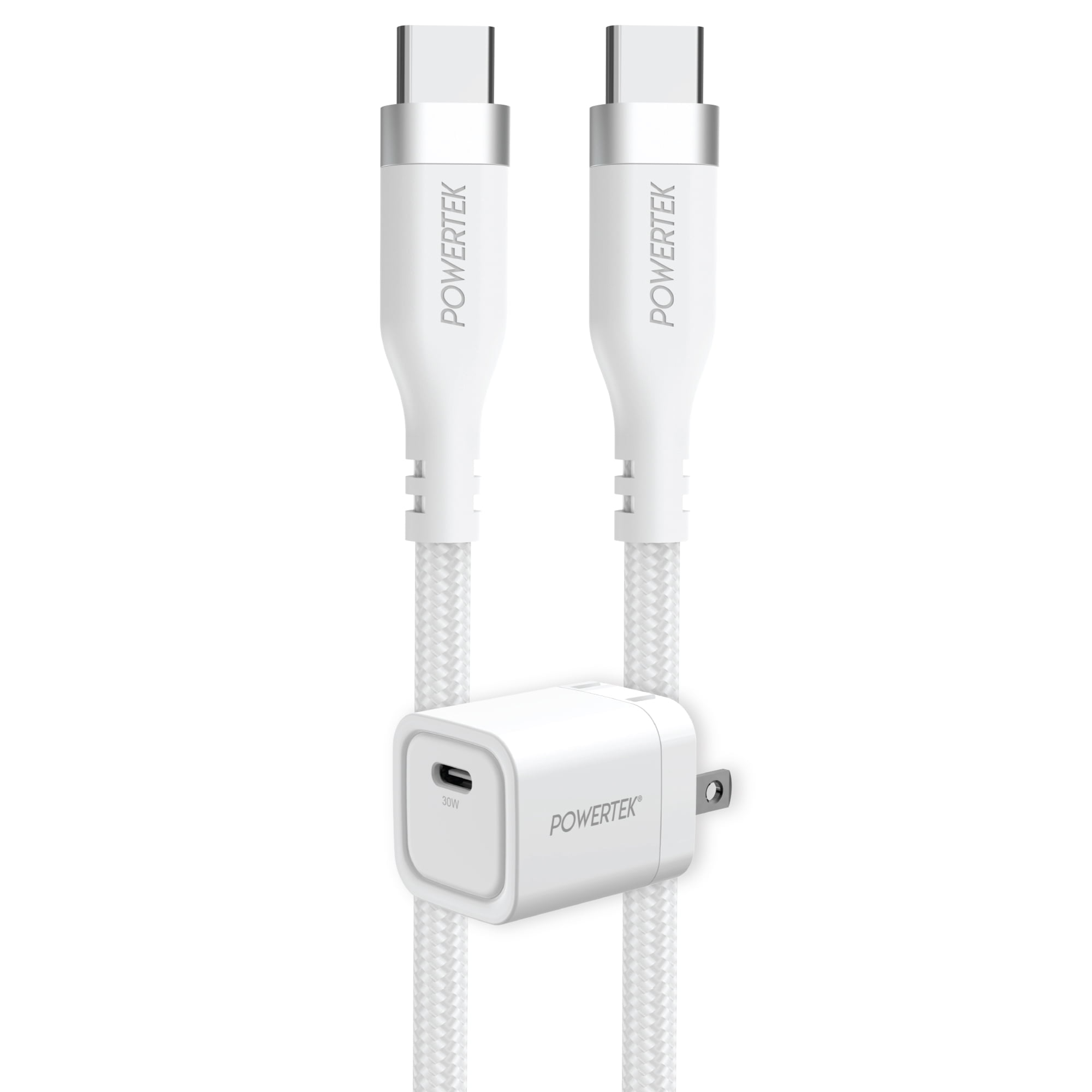 Liquipel Powertek 30W USB-C Wall Charger + USB-C to USB-C Cable Bundle - White - Walmart.com