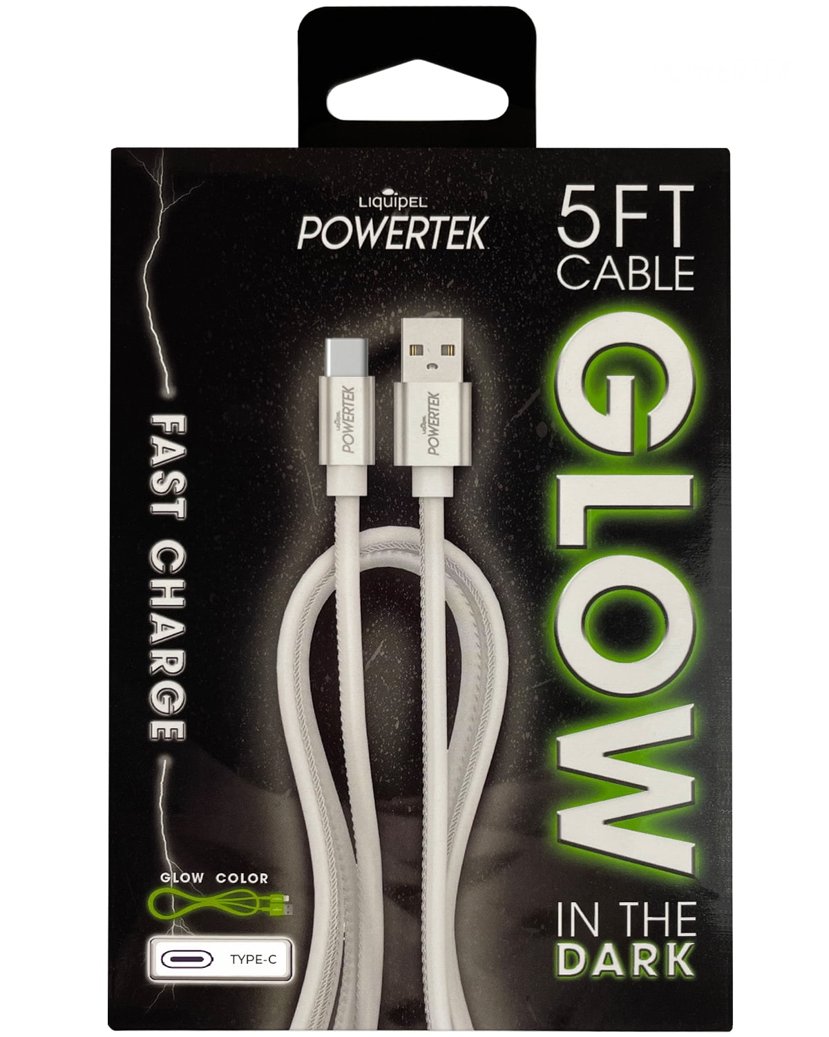 Liquipel Powertek Glow in Dark Cable Type C - White - Walmart.com