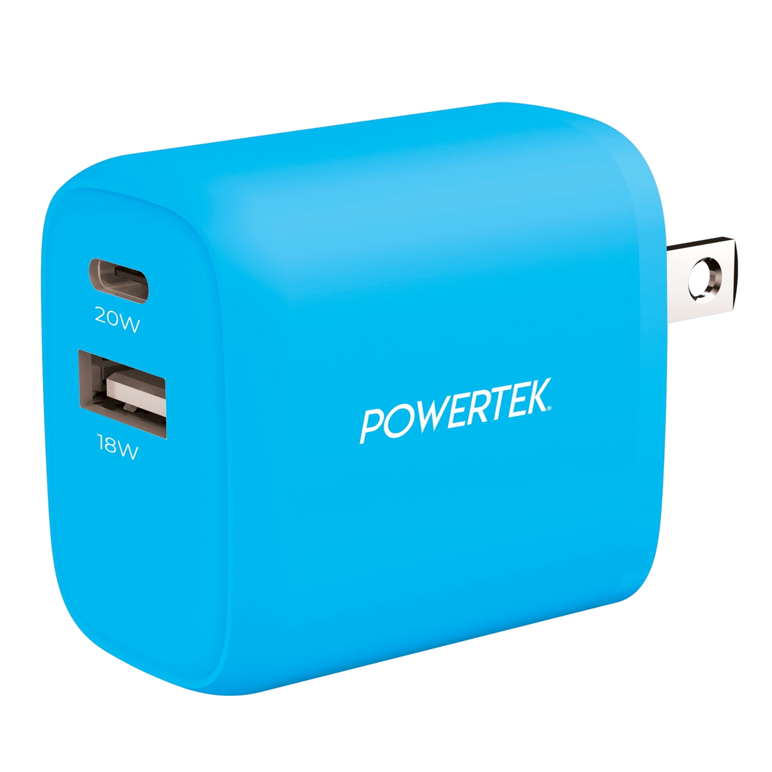 Liquipel Powertek Neon Two Tone Dual USB-A / USB-C Wall Charger - Blue ...