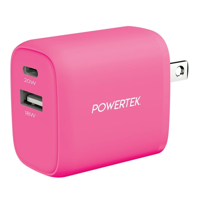 Liquipel Powertek Neon Two Tone Dual USB-A / USB-C Wall Charger - Pink ...