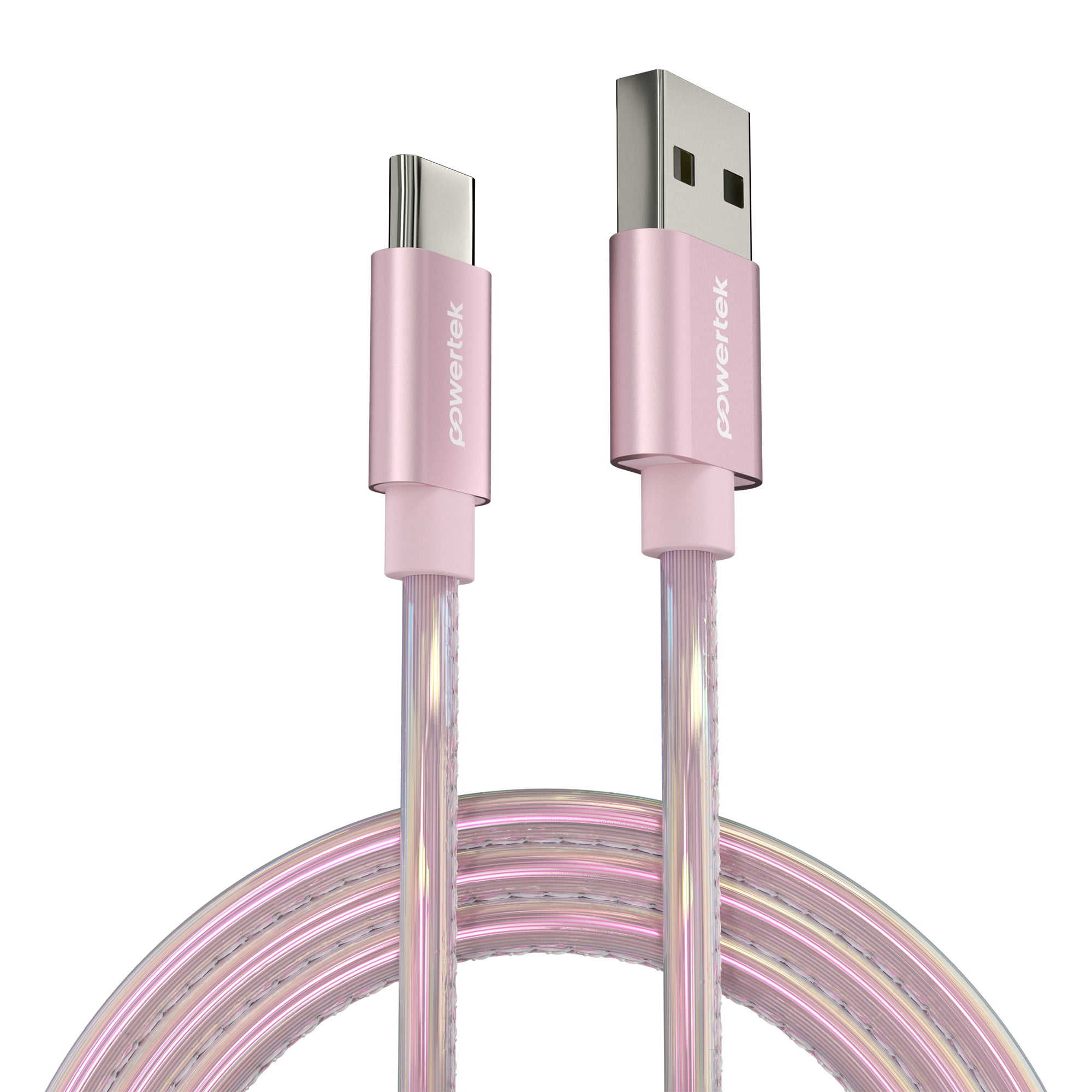 Powertek USB-A to USB-C (Type-C) Metallic Shine Pastel Charging Cable ...