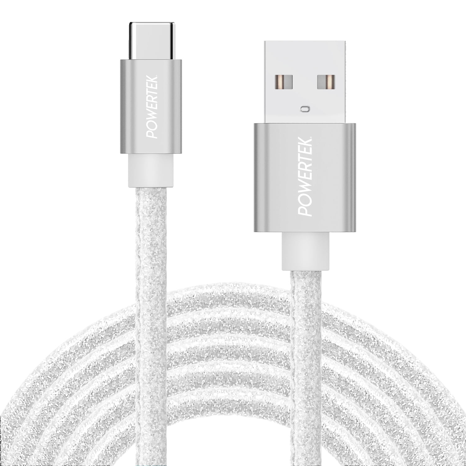 Liquipel Powertek USB-A to USB-C - White Glitter - Walmart.com