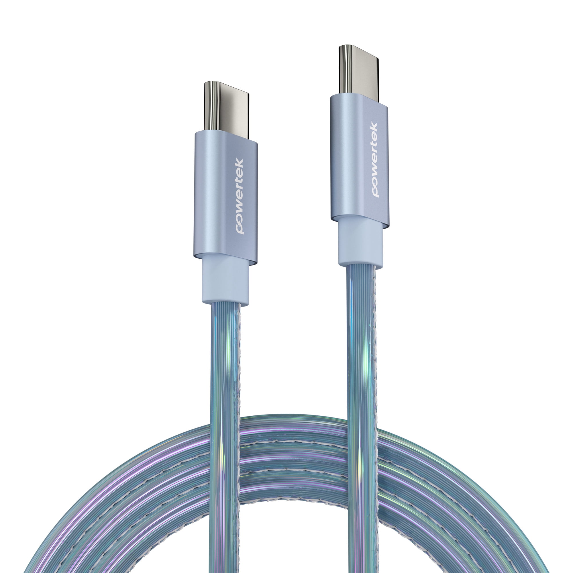 Powertek USB-C to USB-C (Type-C) Metallic Shine Pastel Fast Charging ...