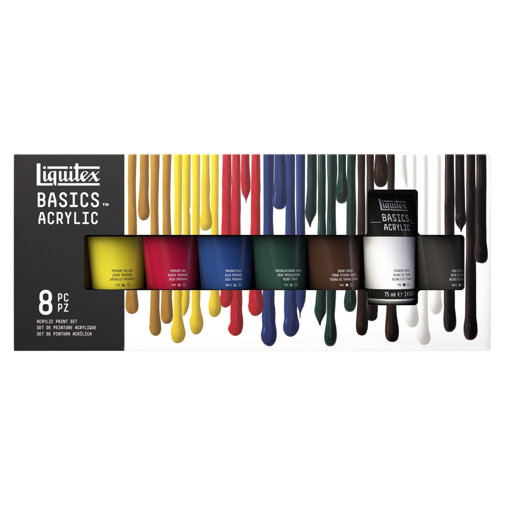 Liquitex BASICS Acrylic Paint Mixing Set, 2.53 Ounce Tubes, Set of 8 ...