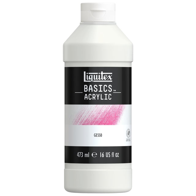 Liquitex BASICS Acrylic Oil Gesso, 16 oz, Non-yellowing for Canvas ...