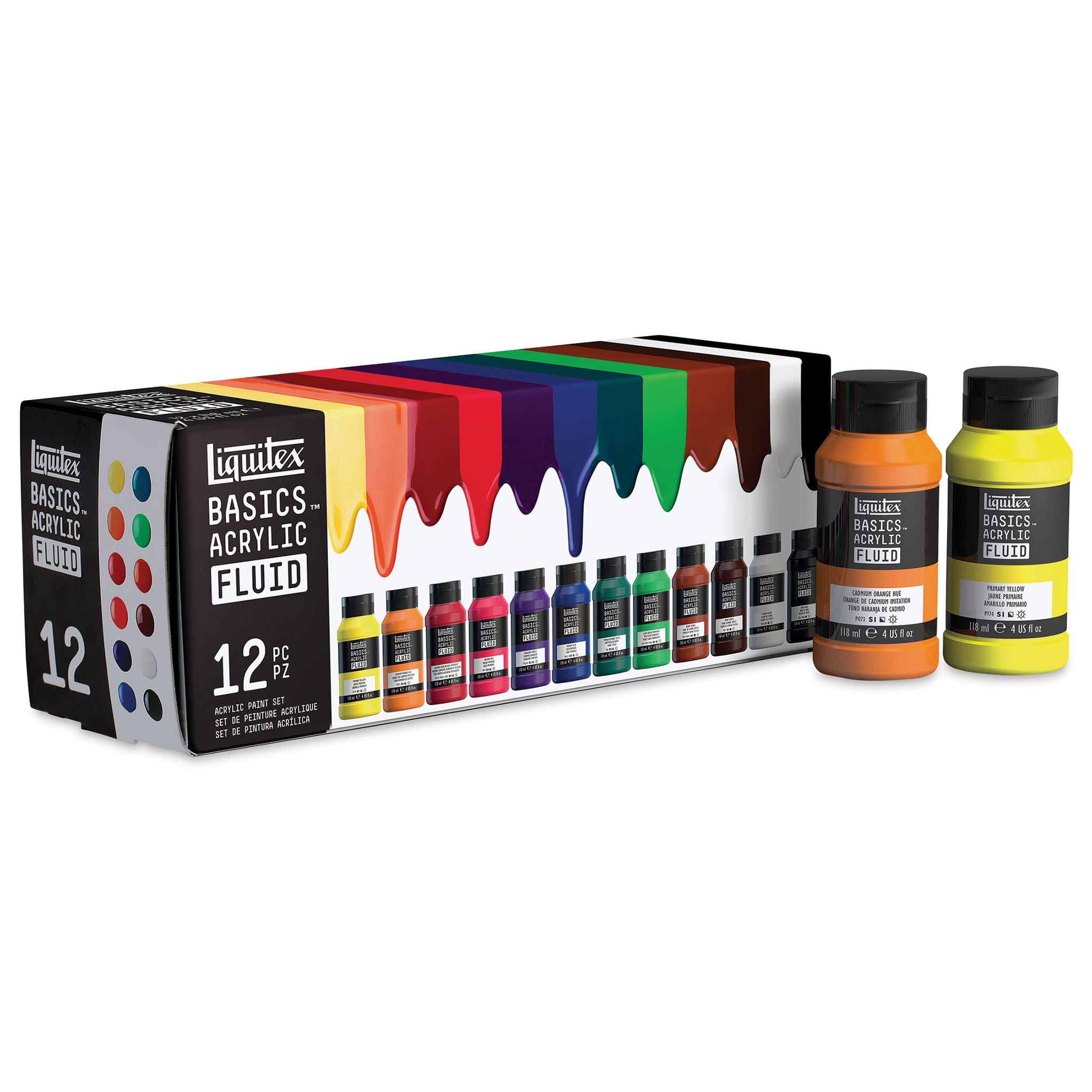 Liquitex BASICS Fluid Acrylic Paint, Basic Colors, 118 mL Bottles, Set ...