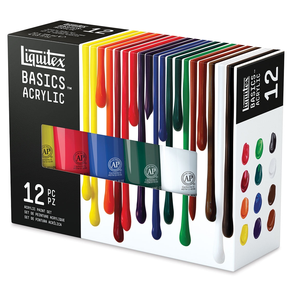 Liquitex Basics Acrylic Set - Assorted Colors, Set of 12, 4 oz, Tubes ...