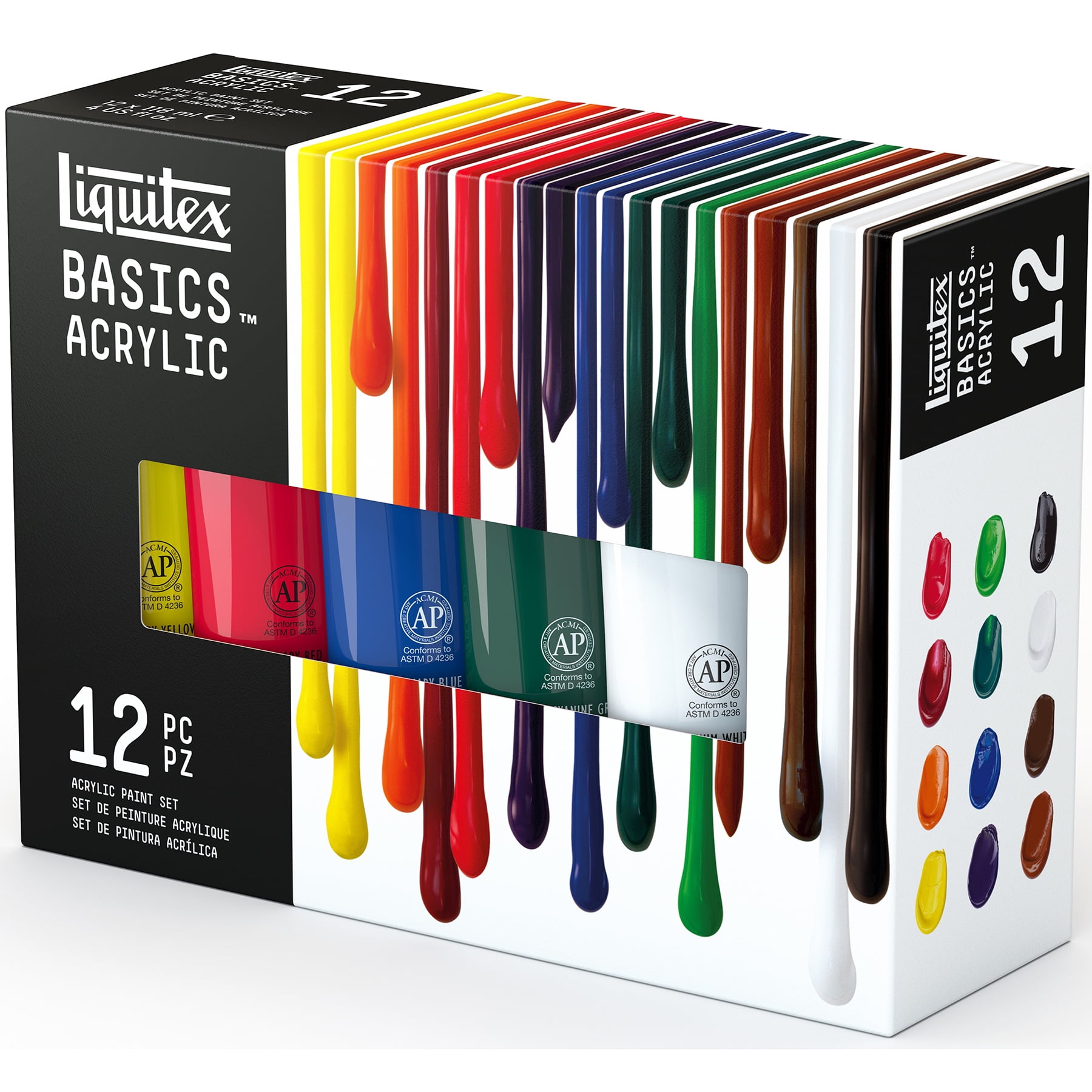 Liquitex Basics Heavy Body Acrylic Paint Set - 12 Assorted Colors, 4 oz ...