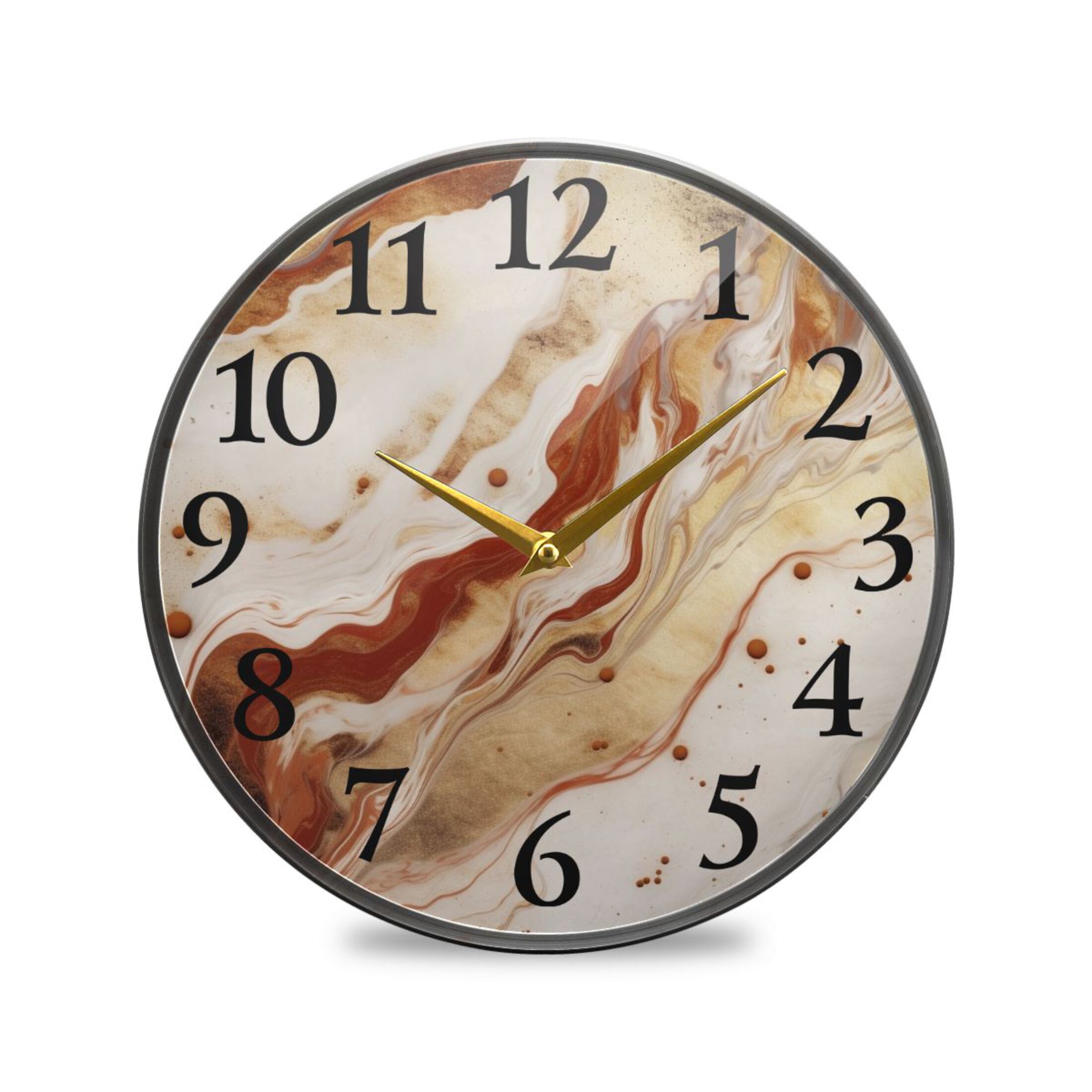 Liquod Marble Wall Clocks Battery Operated 9.5 Inch Round Clock Acrylic ...