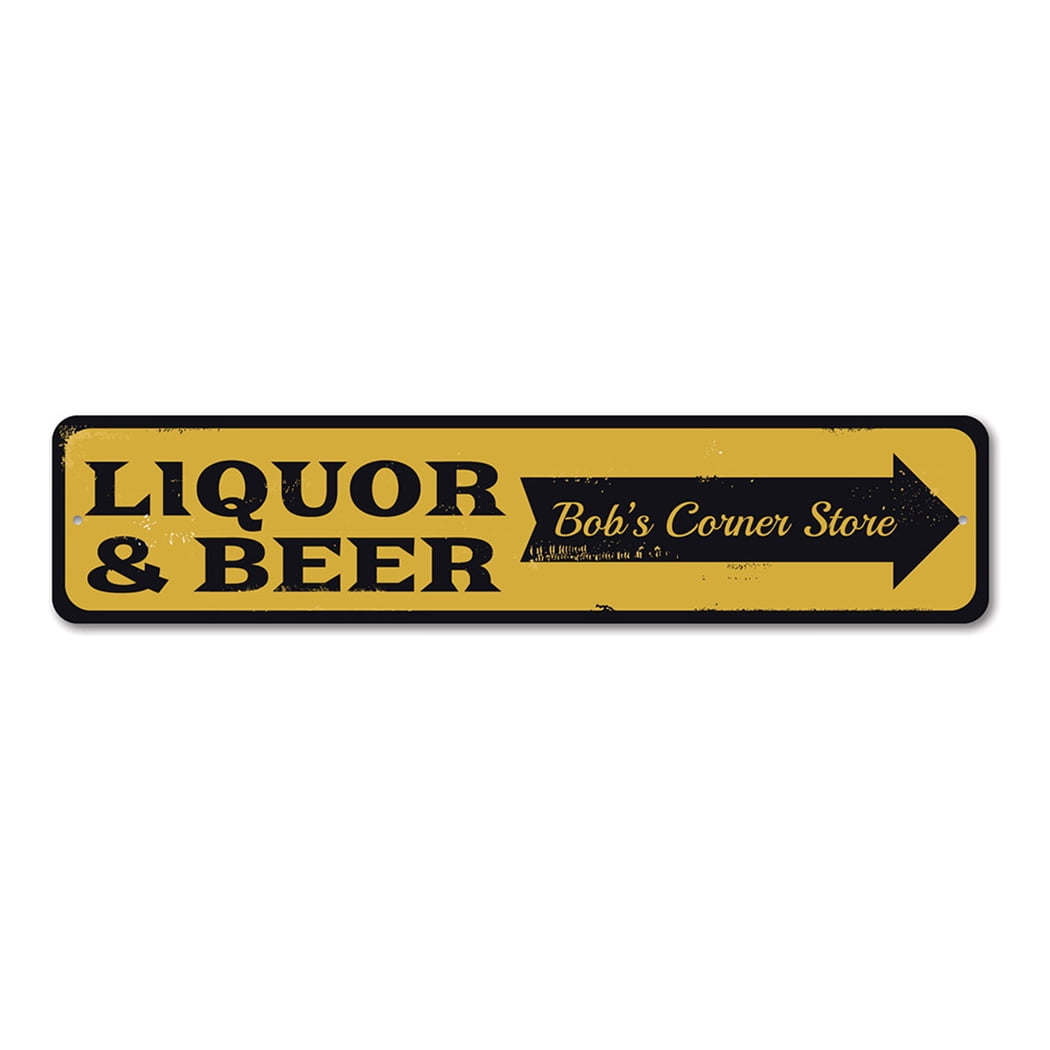 Liquor & Beer Sign, Corner Store Sign, Directional Arrow Sign, Bar Sign ...