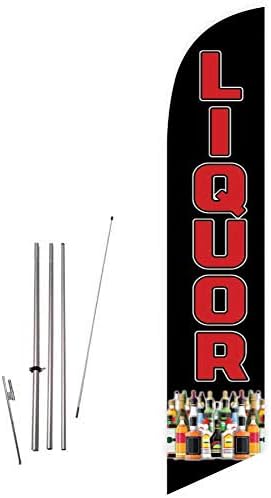 Liquor (Black) Feather Flag with Complete 15ft Pole kit and Ground ...