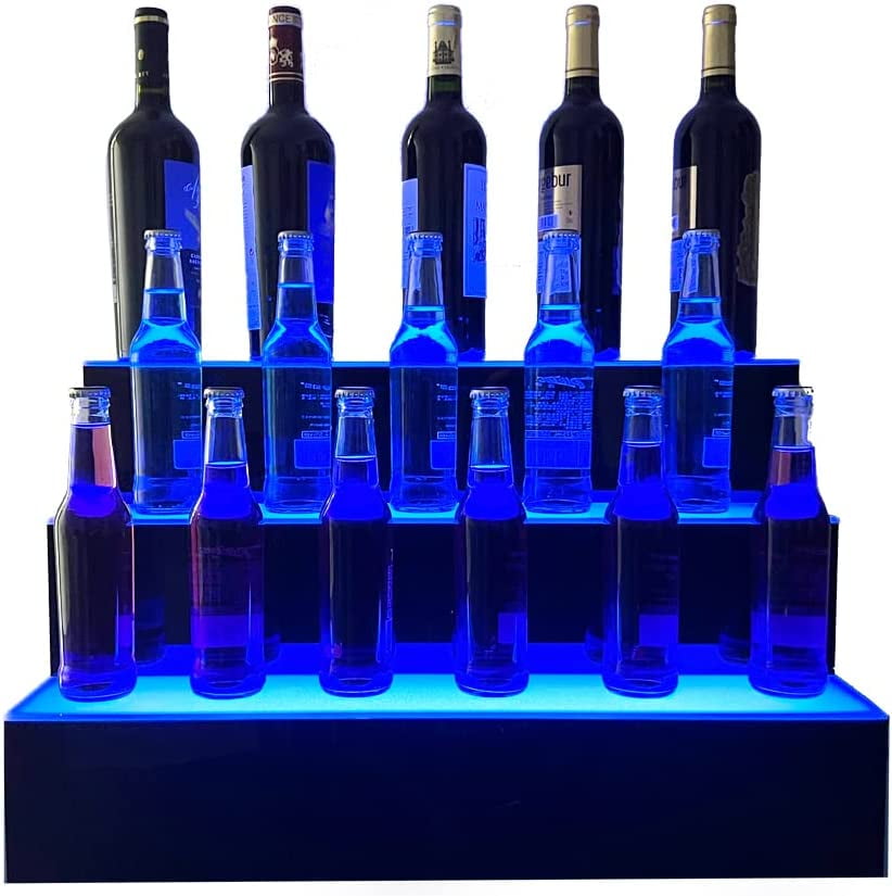 Liquor Bottle Display Shelf, 31-inch LED Bar Shelves for Liquor, 2 ...