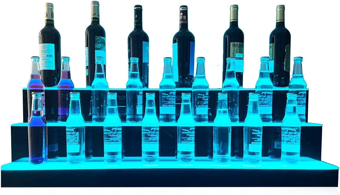 Liquor Bottle Display Shelf, 39-inch LED Bar Shelves for Liquor, 3 ...