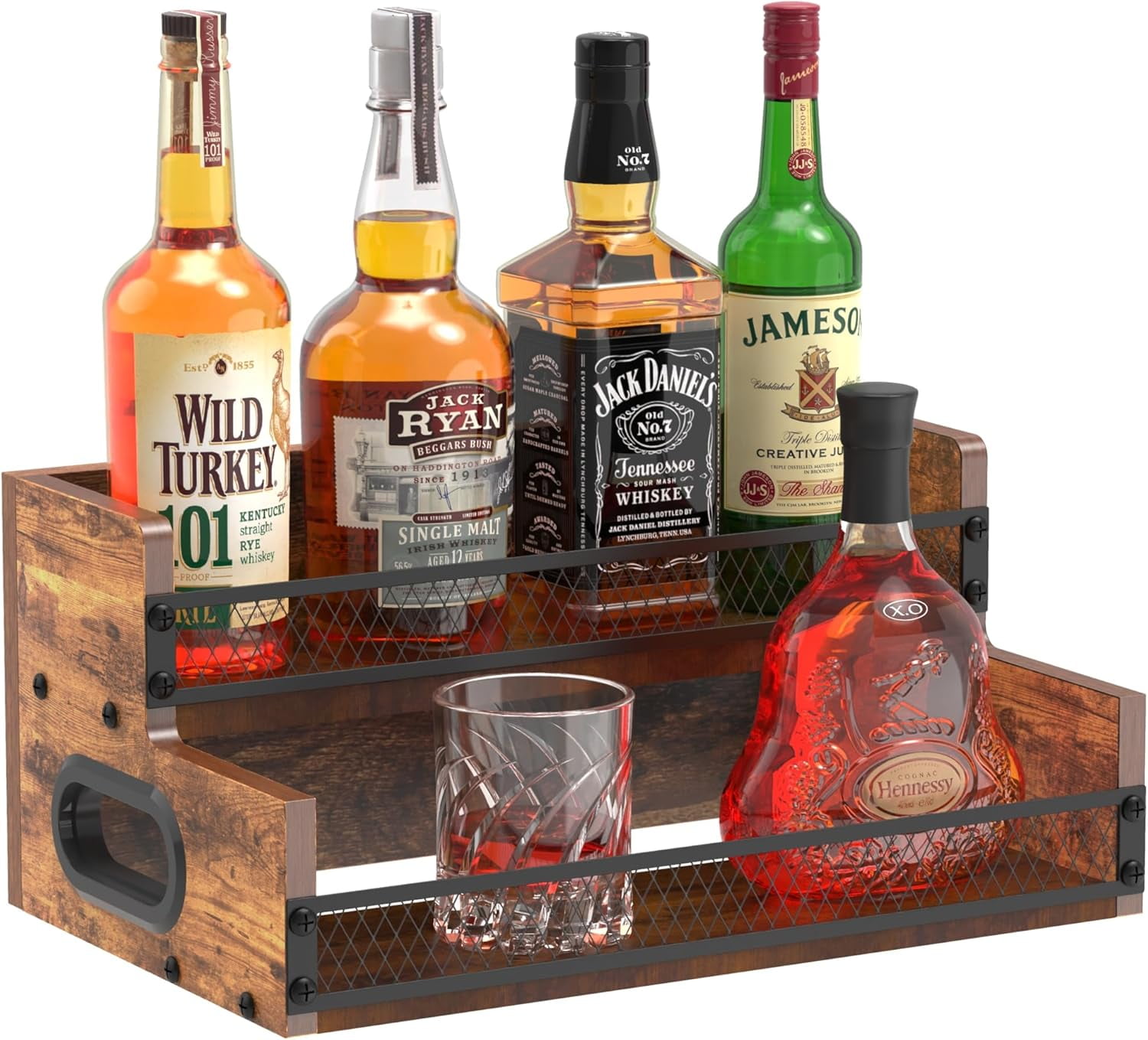 Liquor Bottle Display Shelf, Coffee Syrup Rack Organizer, 2 Step ...