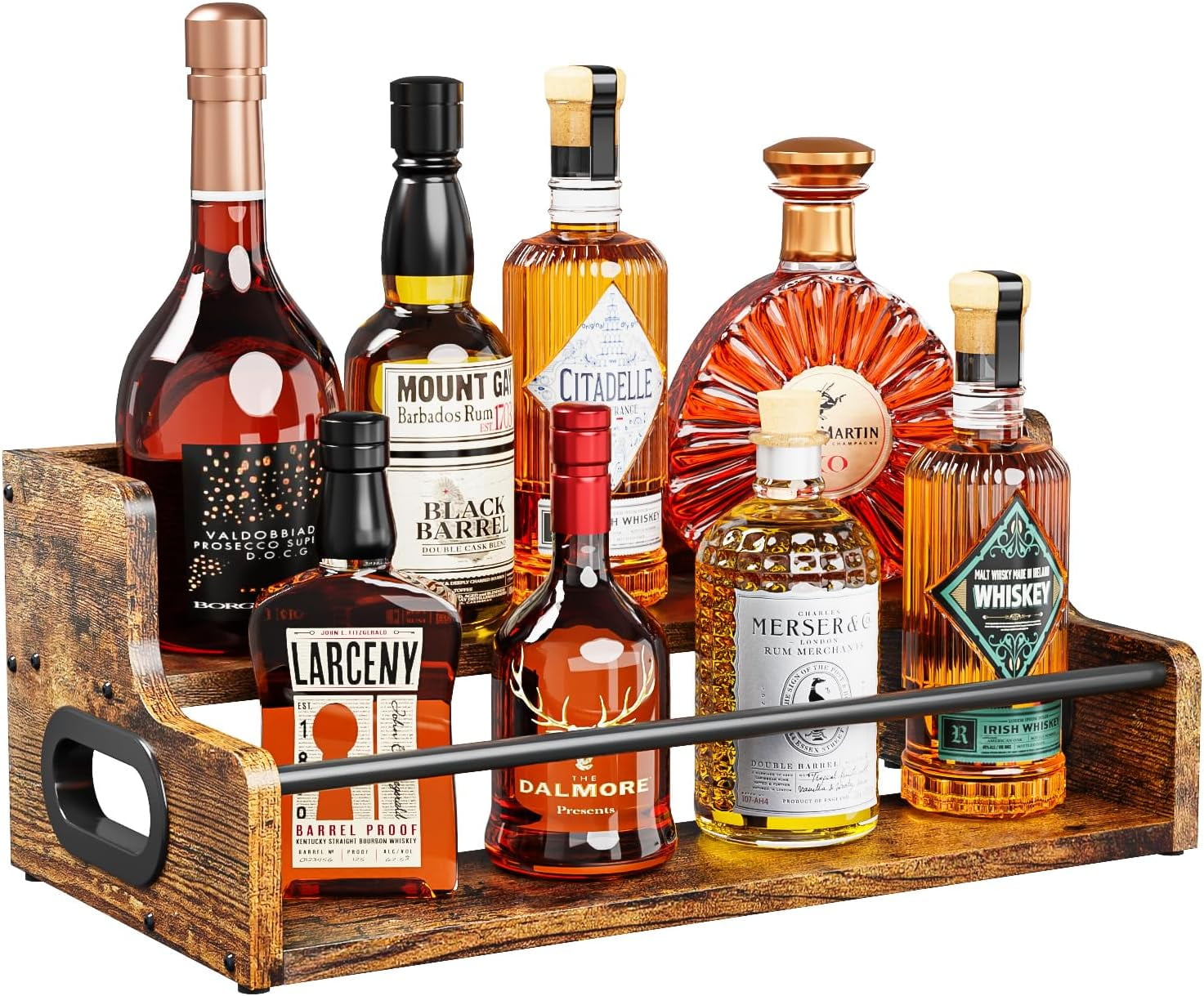 Liquor Bottle Display Shelf, Coffee Syrup Rack Organizer, 2 Step ...