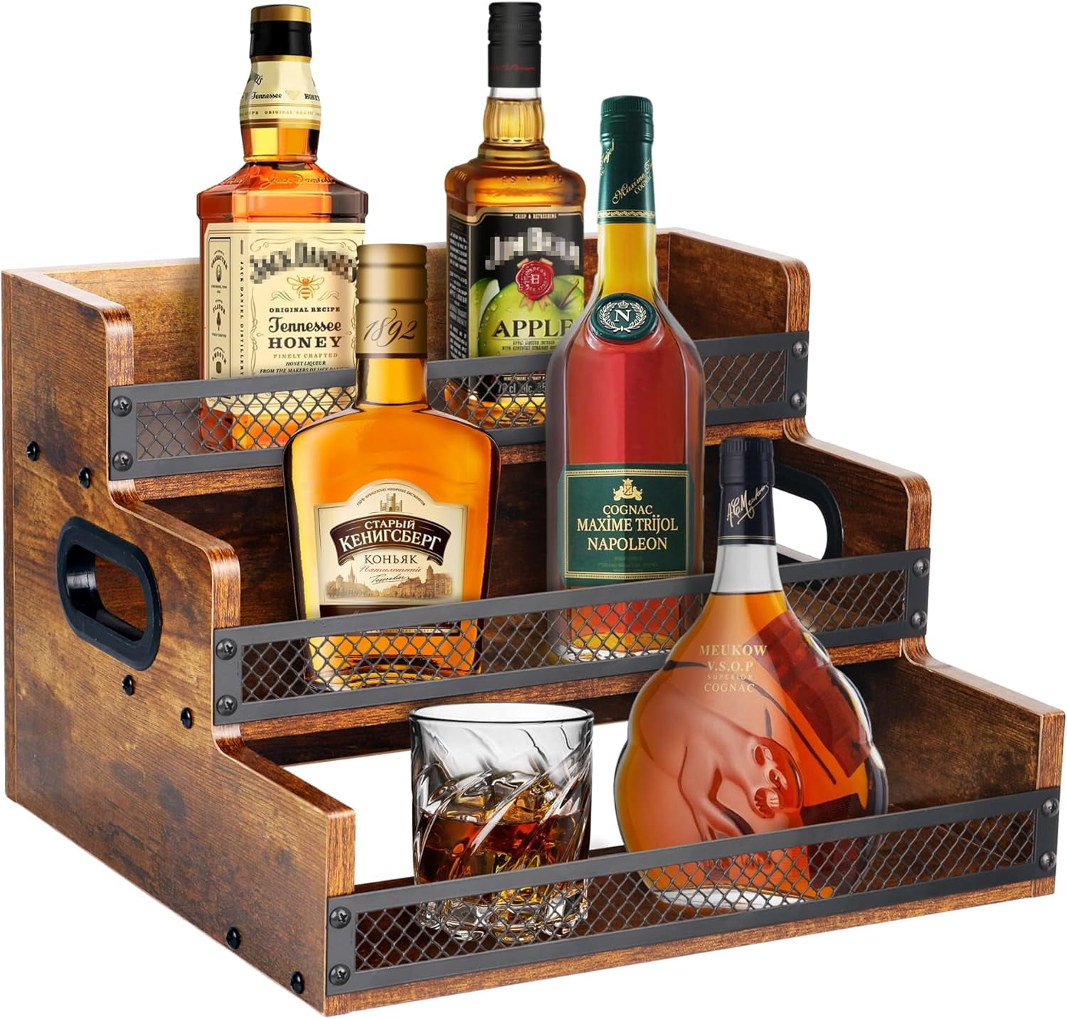 Liquor Bottle Display Shelf, Coffee Syrup Rack Organizer, 3 Step ...