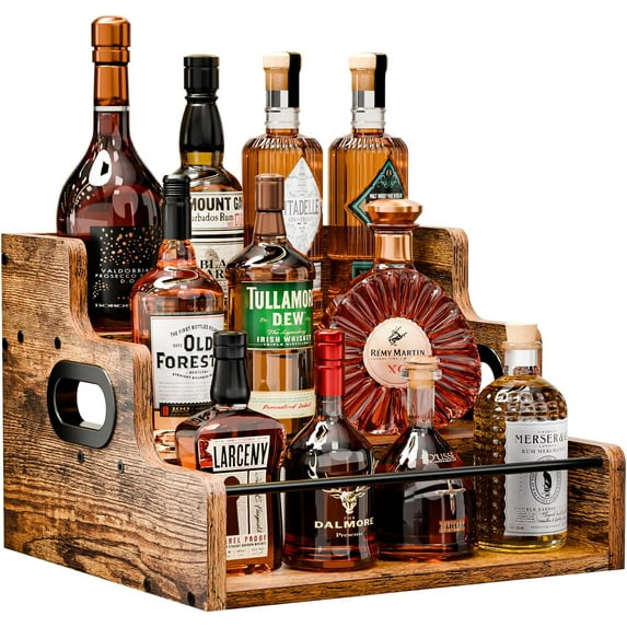Liquor Bottle Display Shelf, Coffee Syrup Rack Organizer, 3 Step ...